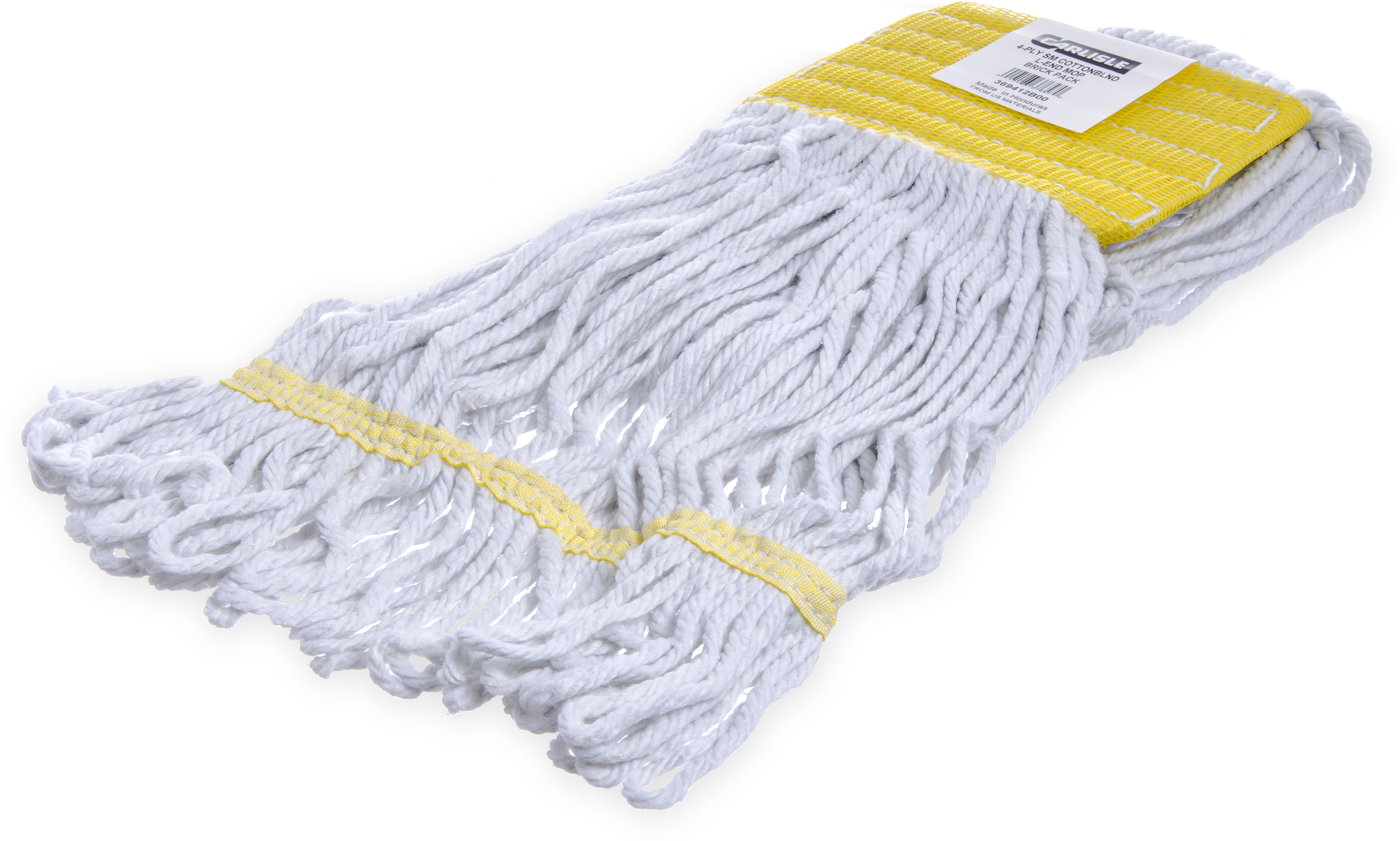 Flo-Pac Small Yellow Band Mop With Looped-End - White - 369412B00