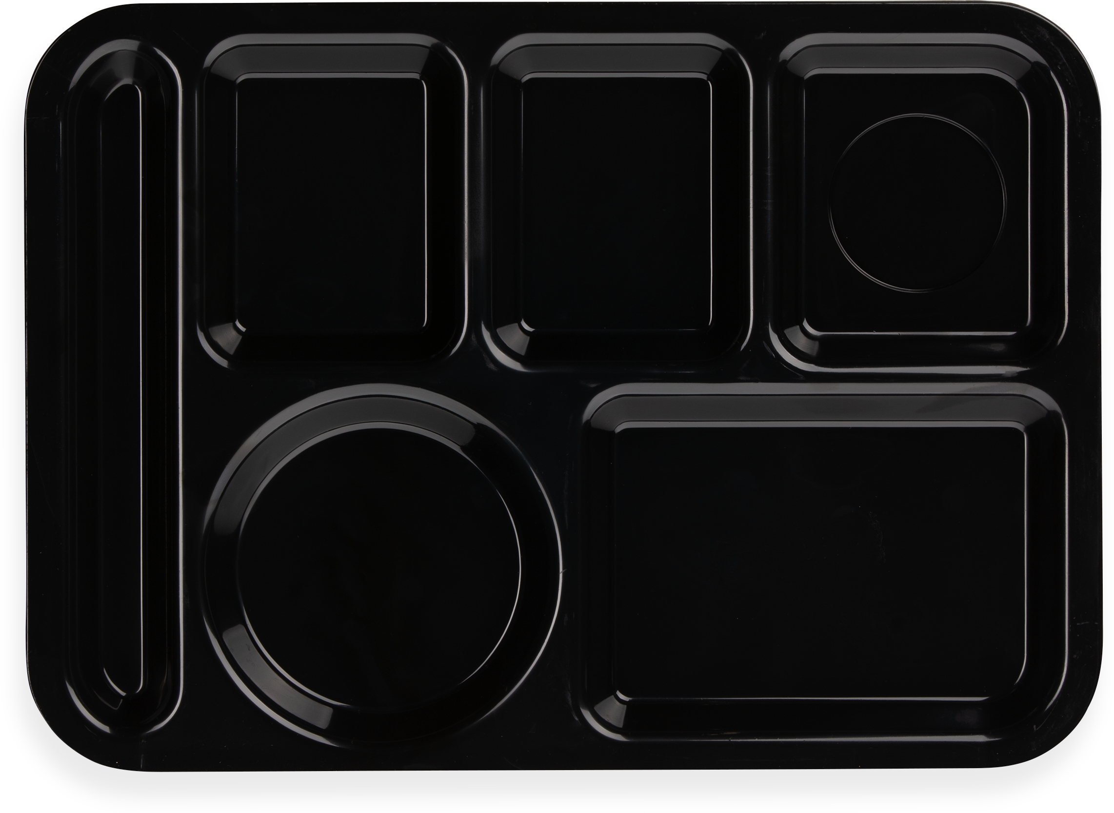 Left-Hand 6-Compartment Abs Tray 10" X 14" - Black - 61403
