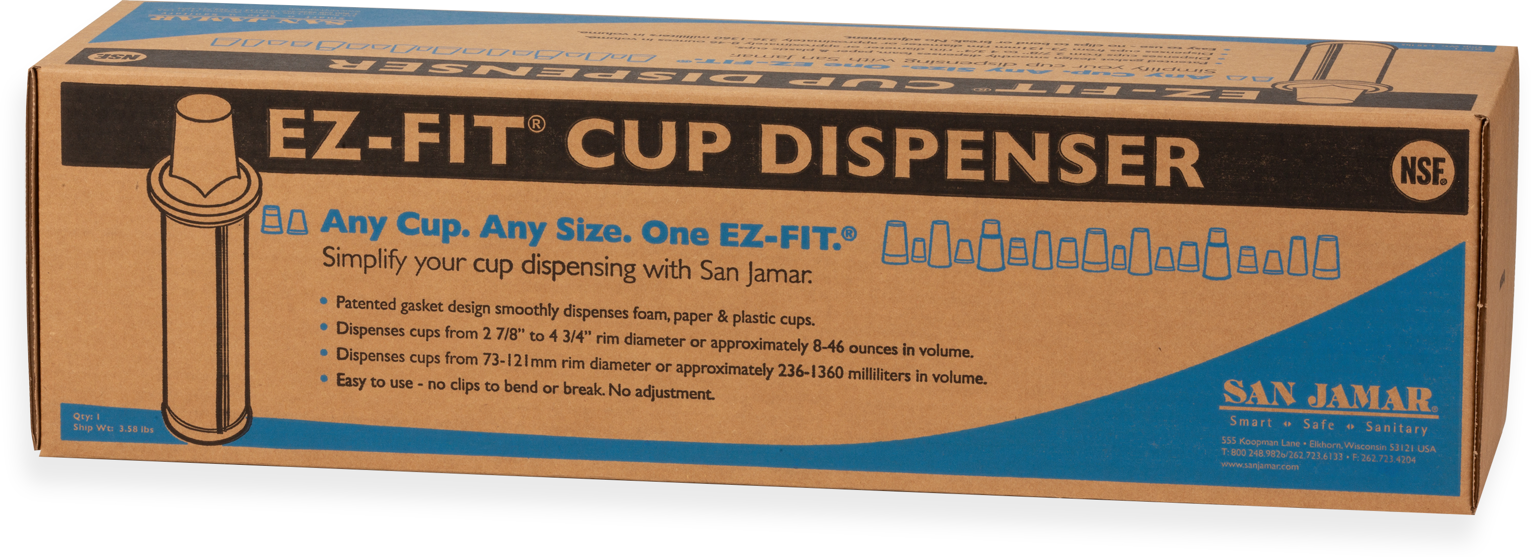 One-Size-Fits-All Ez-Fit Cup Dispenser, Tube Length 23.25" - Black ...