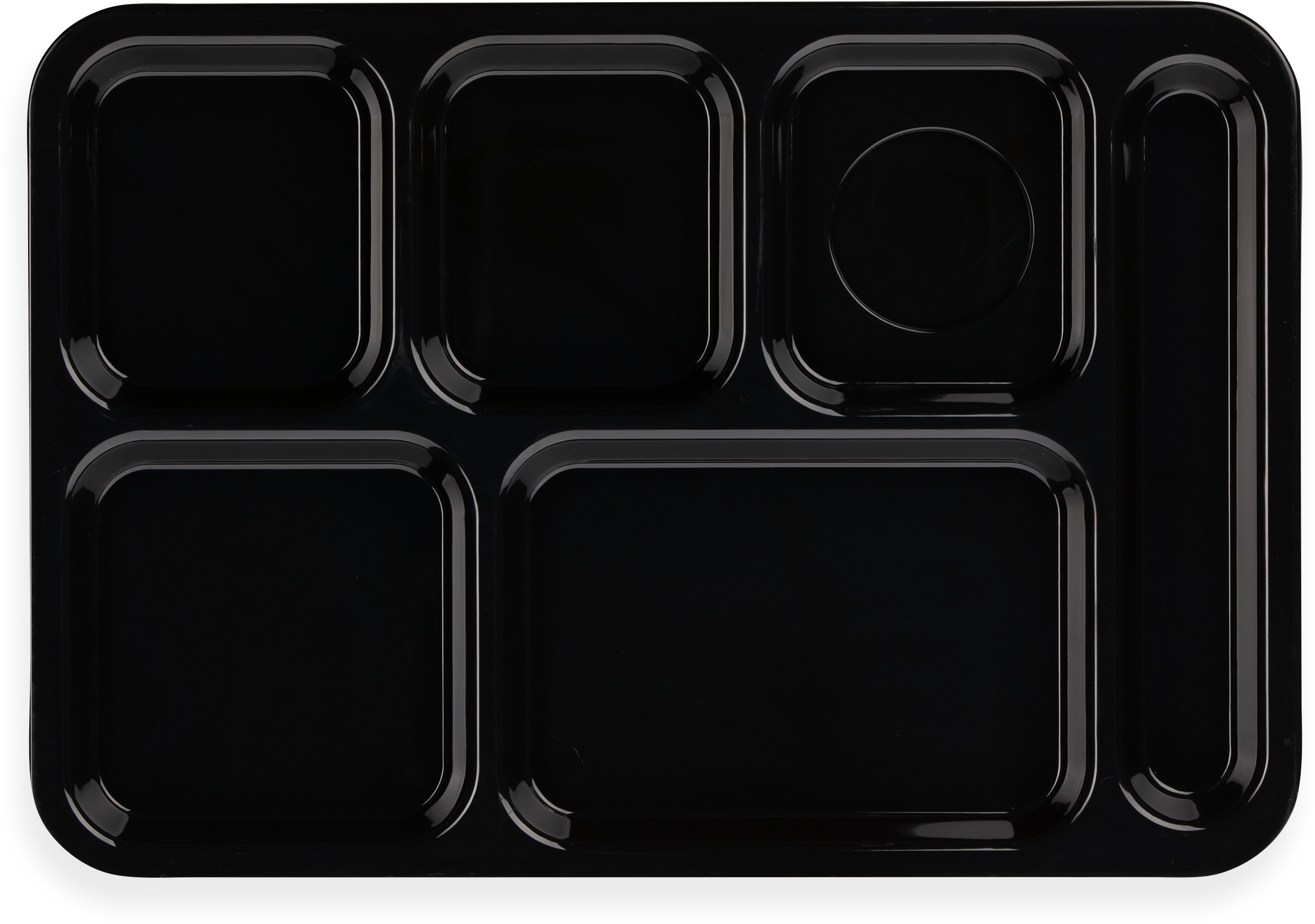 Right-Hand 6-Compartment Abs Tray 10" X 14" - Black - 614R03