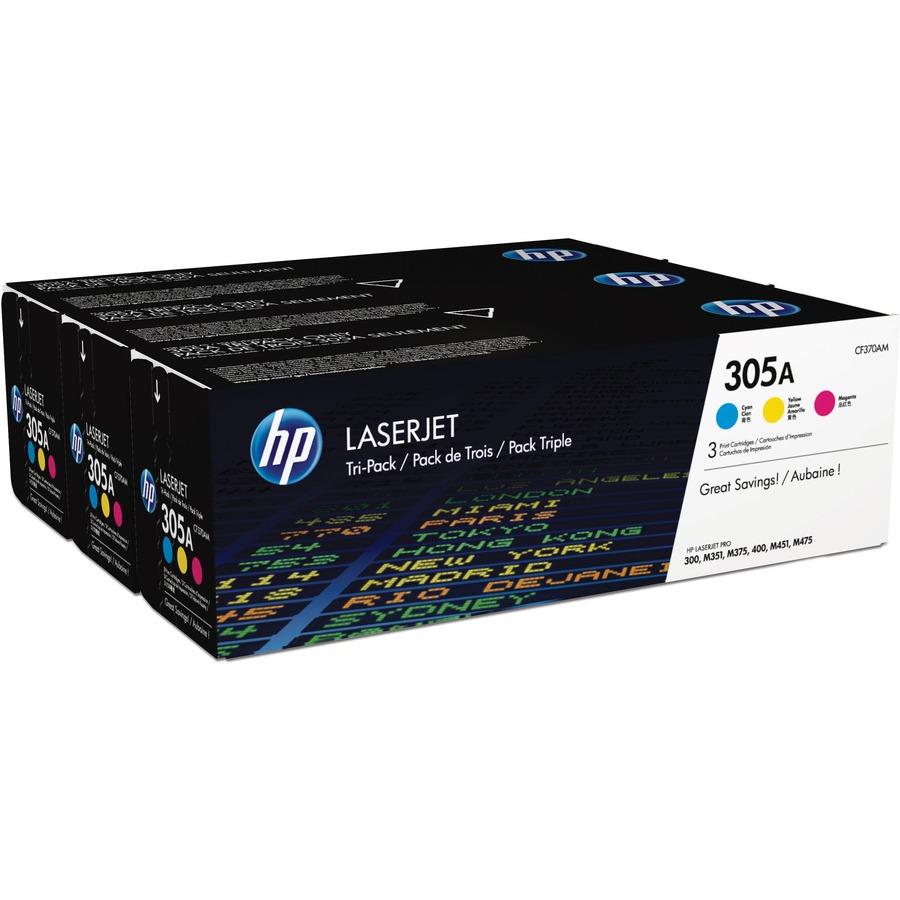 HP 305A CYM (CF370AM) Original Laser Toner Cartridge - Tri-pack - Cyan ...