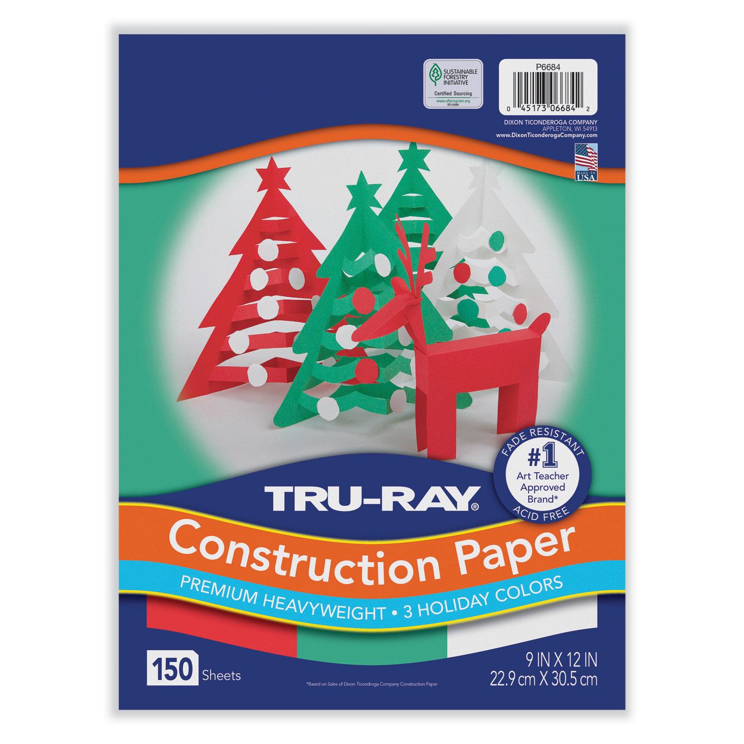 Tru-Ray Construction Paper, 70 lb Text Weight, 9 x 12, Assorted Holiday ...