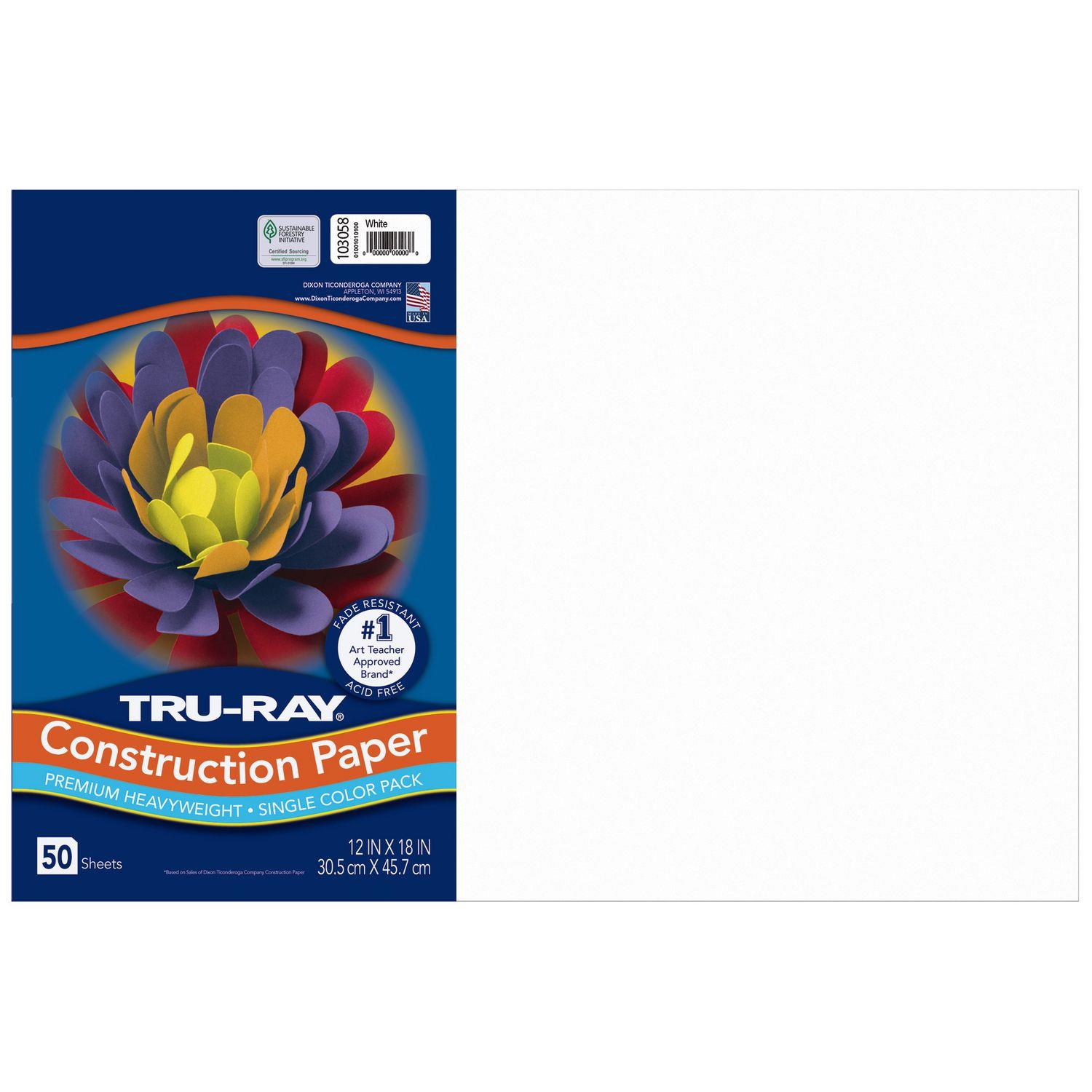 Tru-Ray Construction Paper, 76 lb Text Weight, 12 x 18, White, 50/Pack ...