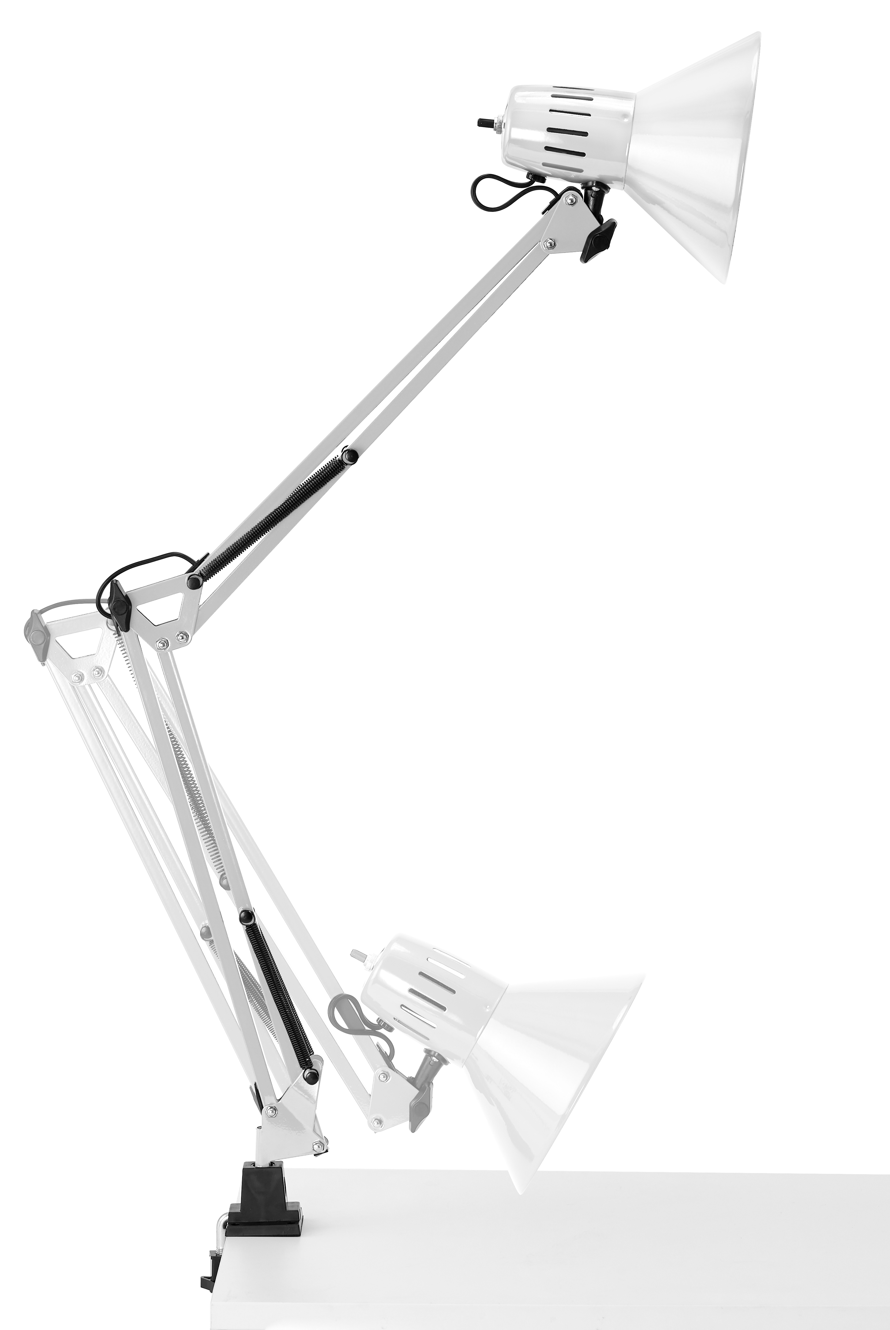 Bostitch LED Swing Arm Desk Lamp with Metal Clamp Mount, White