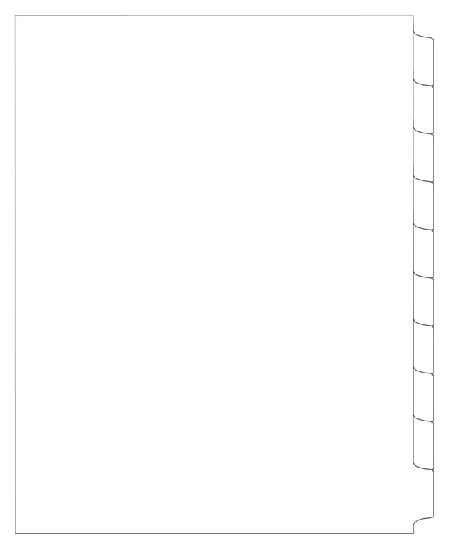 Side Blank Tab Divider, Single-Reverse, Positions 1-10, 8 1/2" x 11 ...
