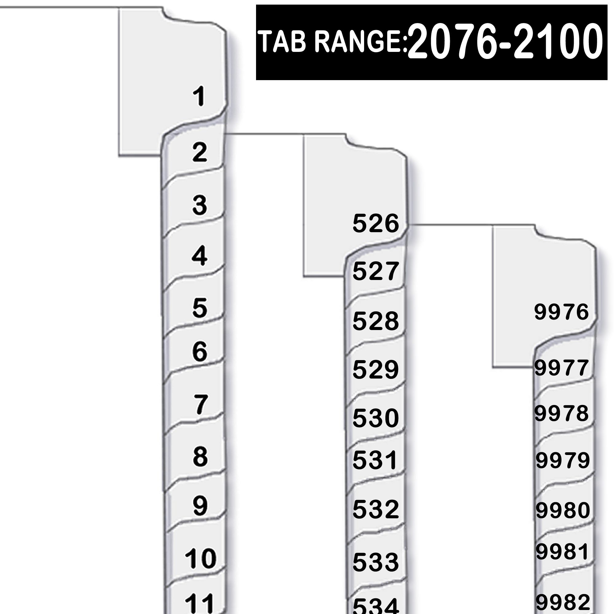 Side Number Tab Divider Sets, Avery-Style, Title:2076-2100, 8 1/2" x 11 ...
