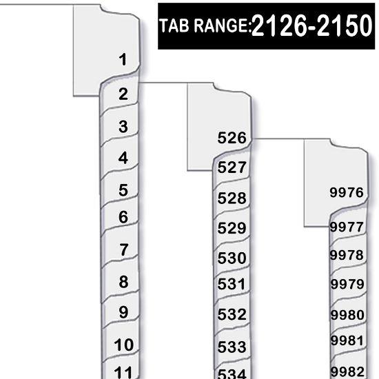 Side Number Tab Divider Sets, Avery-Style, Title:2126-2150, 8 1/2" x 11 ...