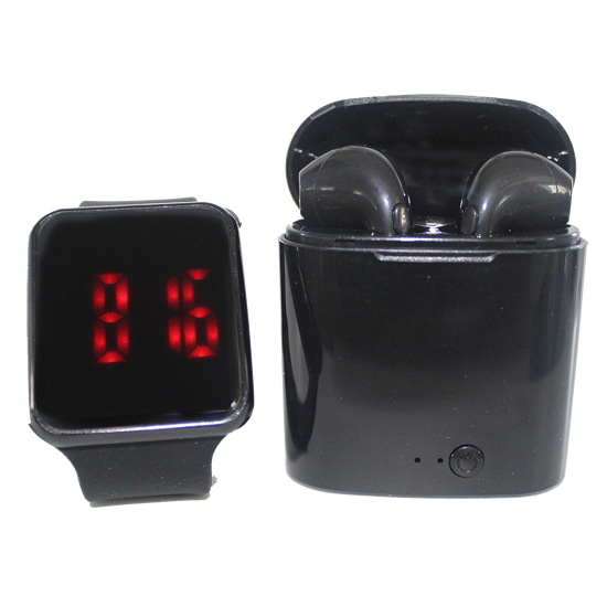 Ztech Touch Watch and Wireless Headphones w/ Charging Case, Black ...
