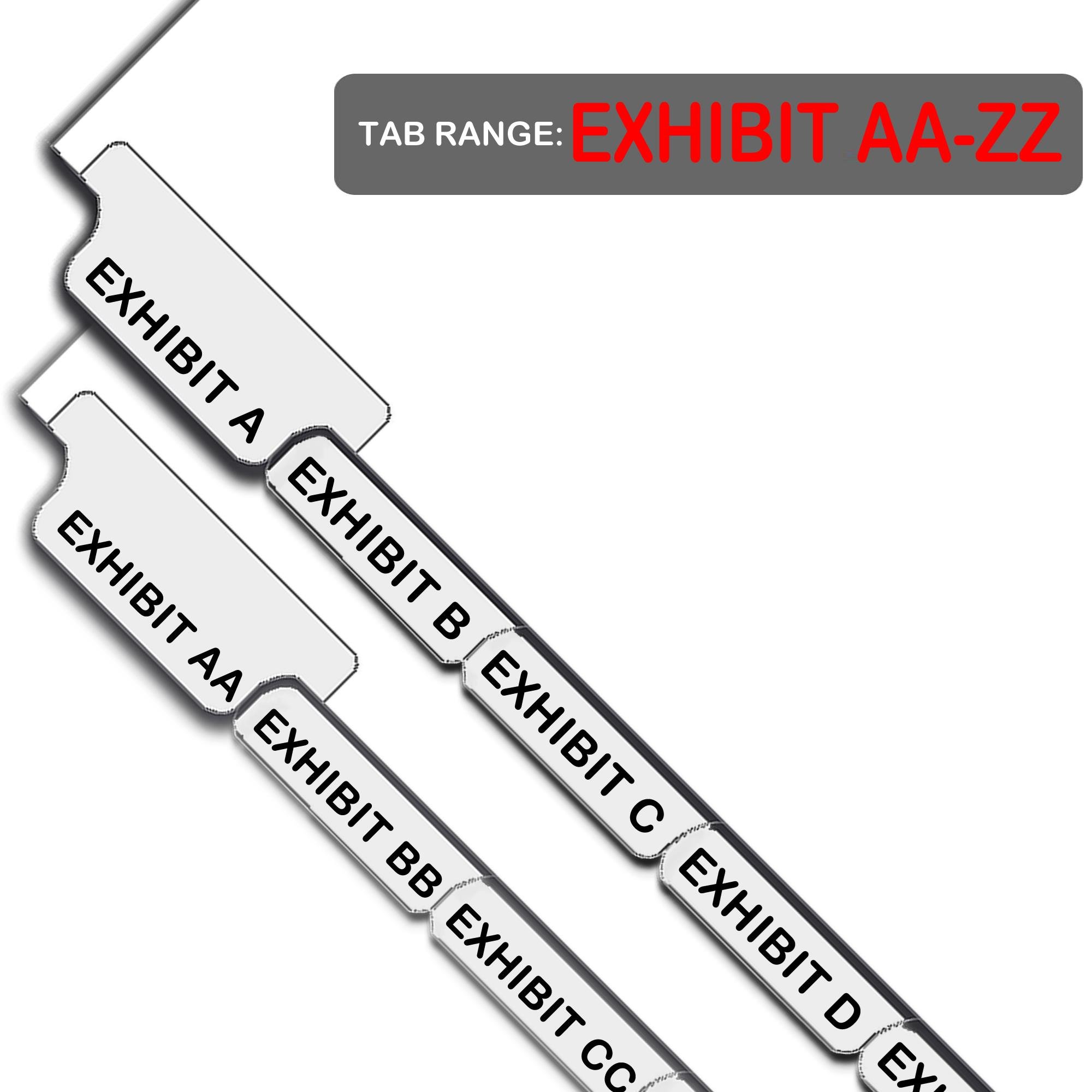 Bottom Exhibit Letter Tab Dividers, Avery-Style, Title: Exhibit AA-ZZ ...