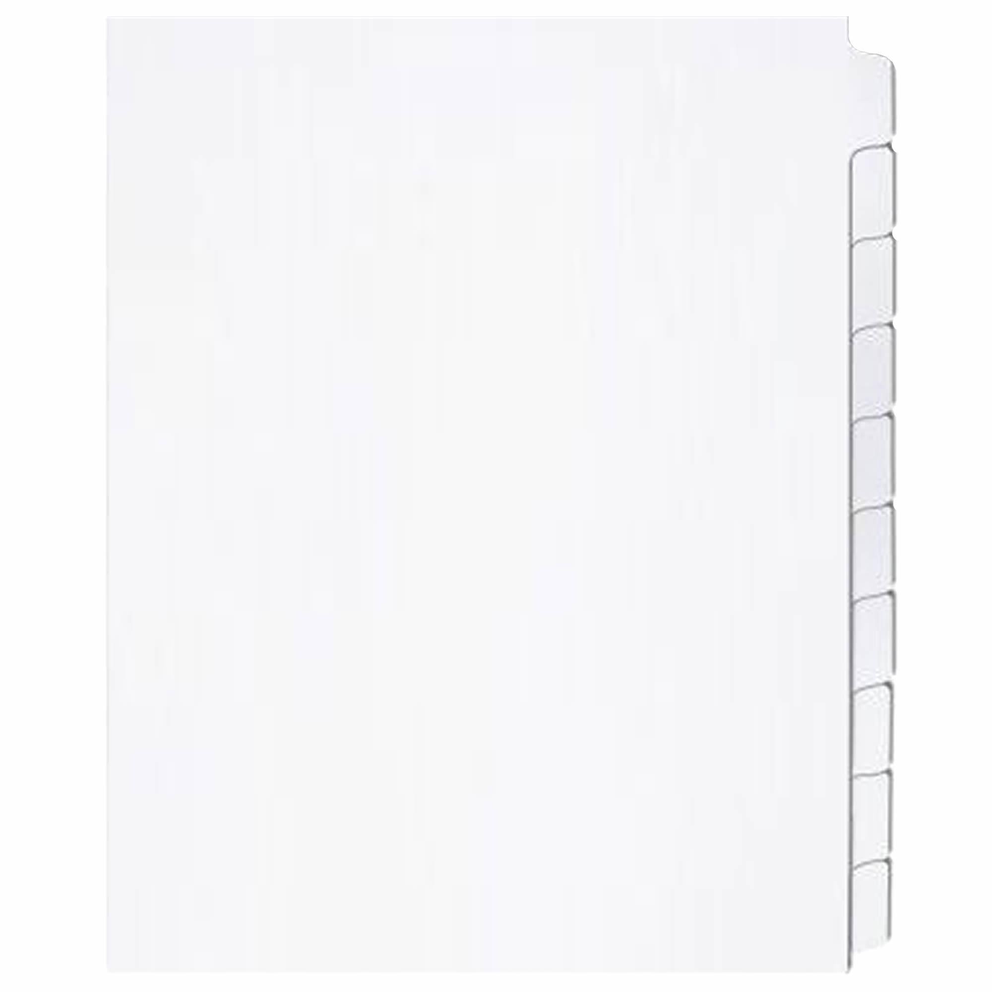 Side Blank Tab Divider, Single-Straight, Positions 1-10, 8 1/2" x 11 ...