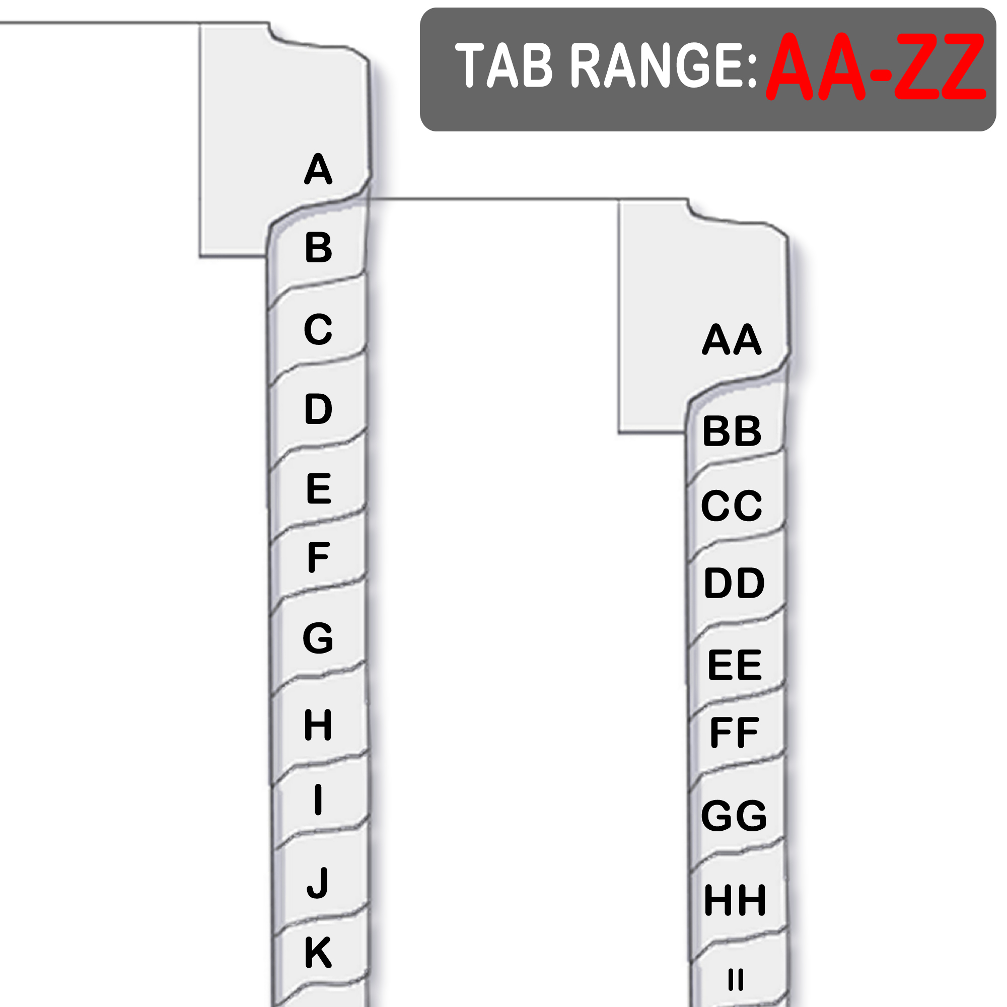 Side Letter Tab Divider Sets, Avery-Style, Title: AA-ZZ, 8 1/2" x 11 ...