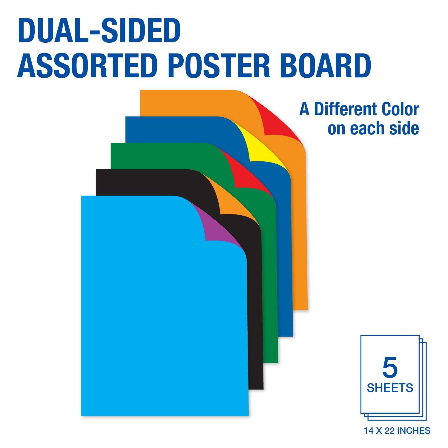 Royal BritesTM Dual Color Neon Assorted Poster Board, 14"x22", 5/Pk, 12 ...