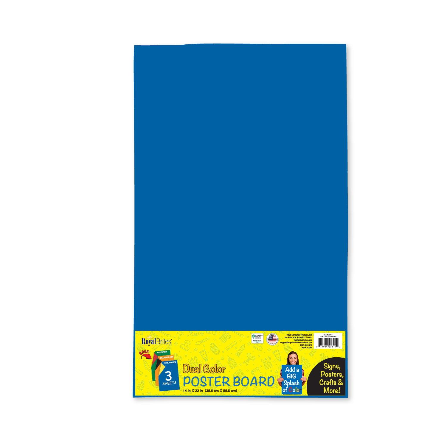 Royal BritesTM Dual Color Primary Assorted Poster Board, 14"x22", 3/Pk ...