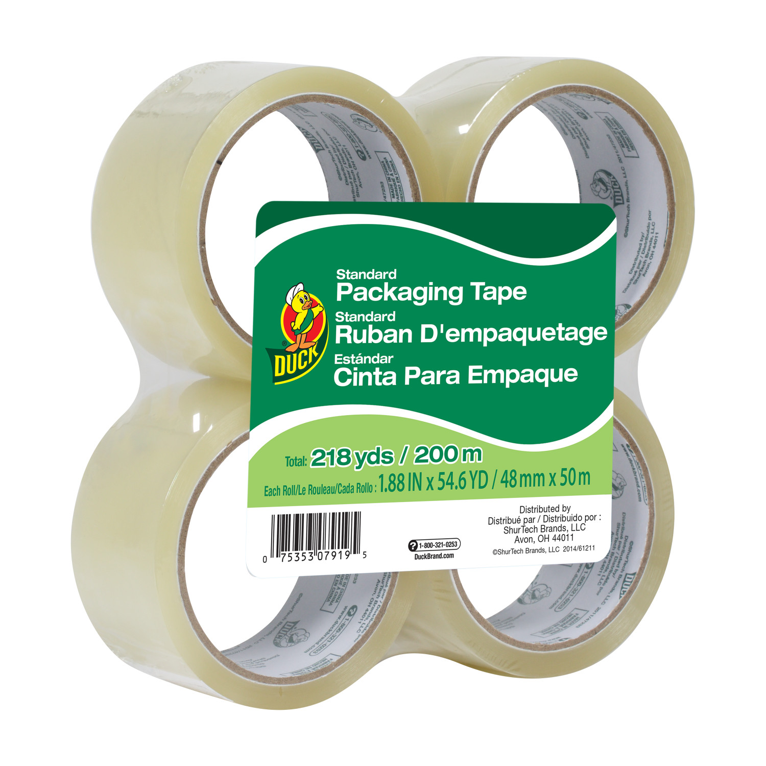 Duck® Brand Standard Grade Packing Tape - Clear, 4 pk, 1.88 in. x 54.6 yd.