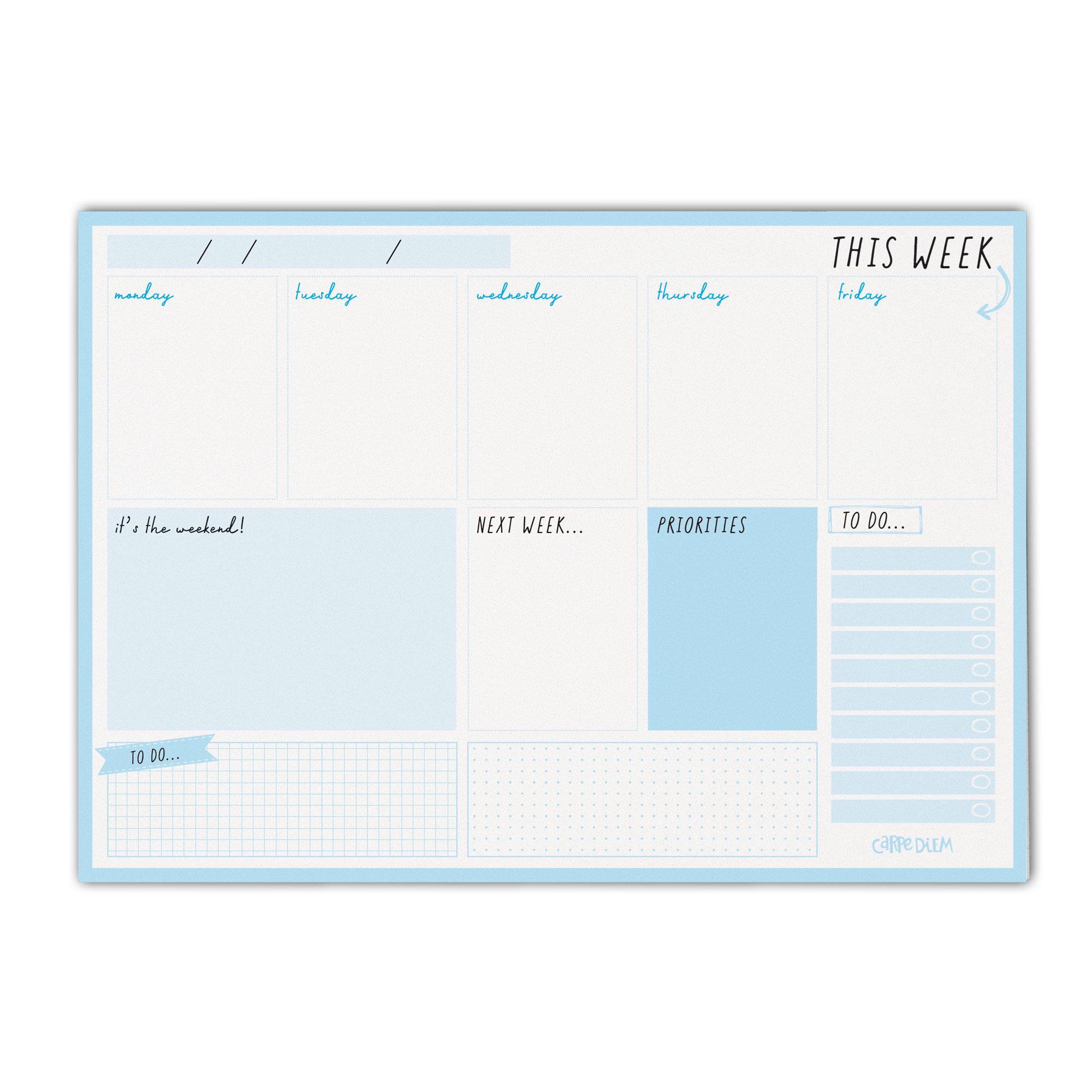 Sky Blue Weekly Planner Pad, Sold & Priced Individually