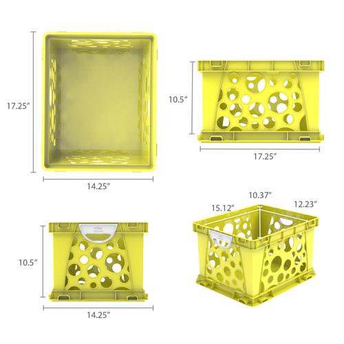 Storex Premium File Crate with Handles, Classroom Yellow, 3-Pack