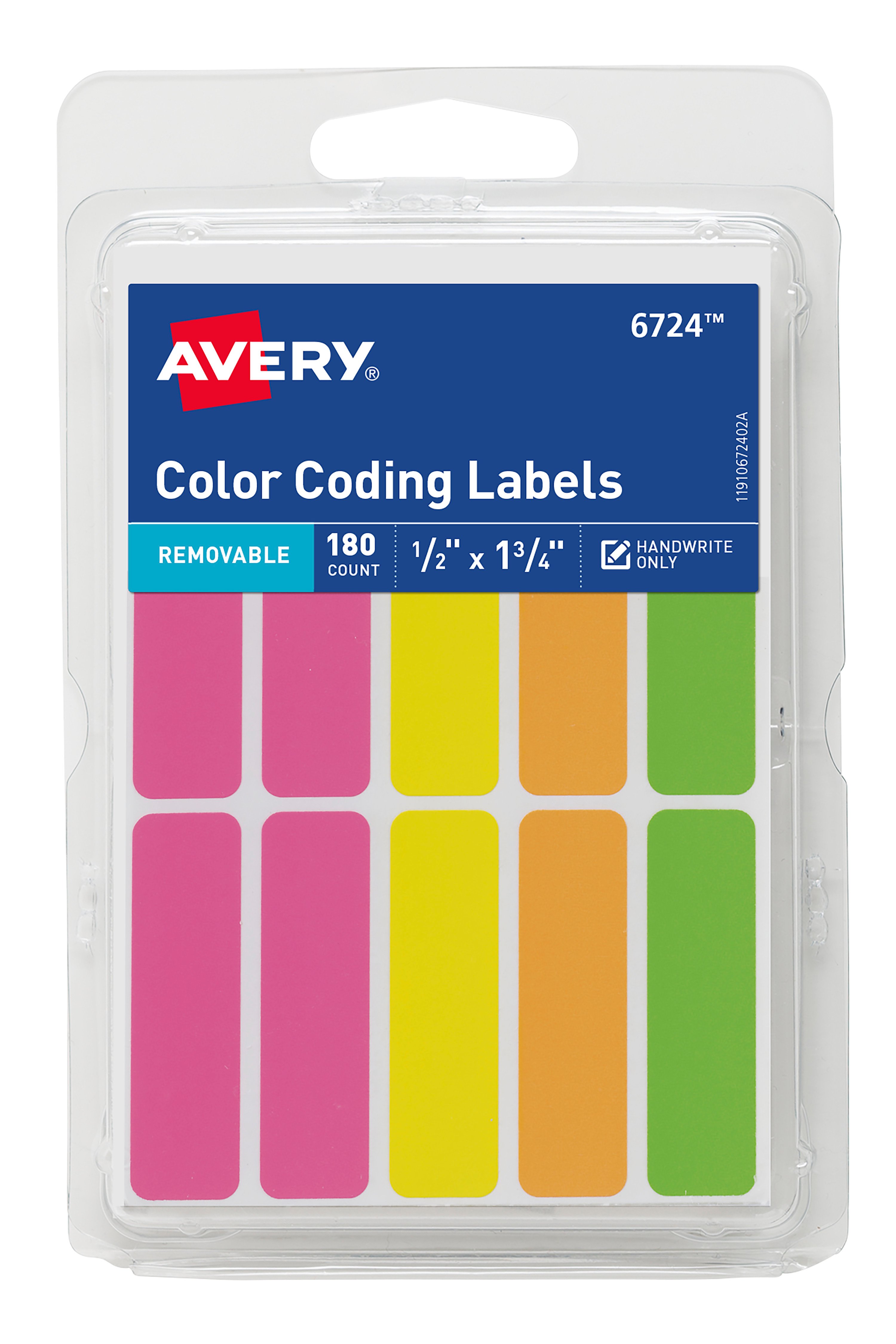 Avery Removable Color-Coding Labels, Removable Adhesive, 1/2 x 1-3/4 ...