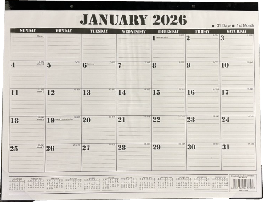 BULK Carton Desk Blotter Calendar 2026 - 22 X 17" - Mininum Order 1 ...
