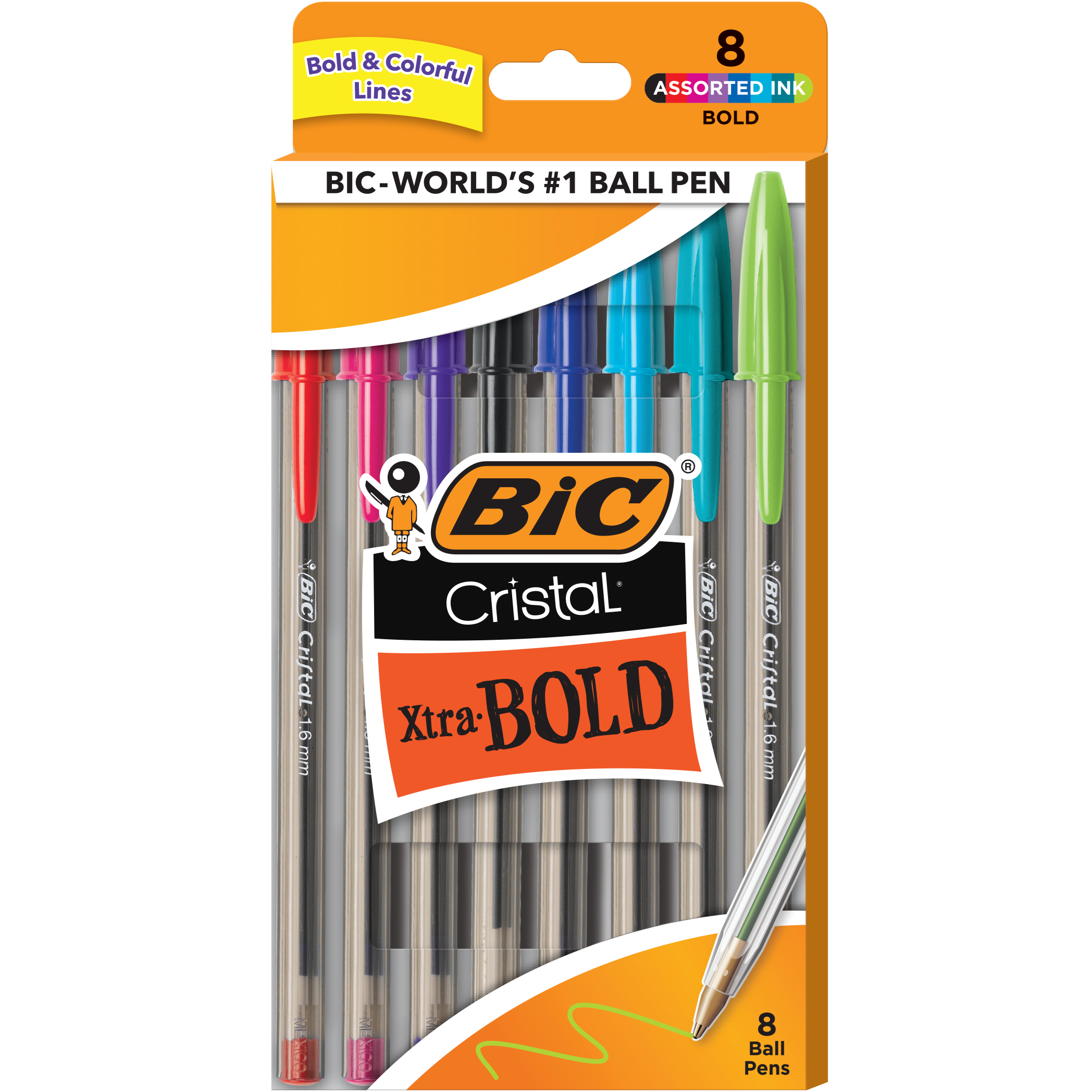 BIC Cristal Xtra Bold Ballpoint Pens, Bold Point (1.6mm) For Vivid And ...