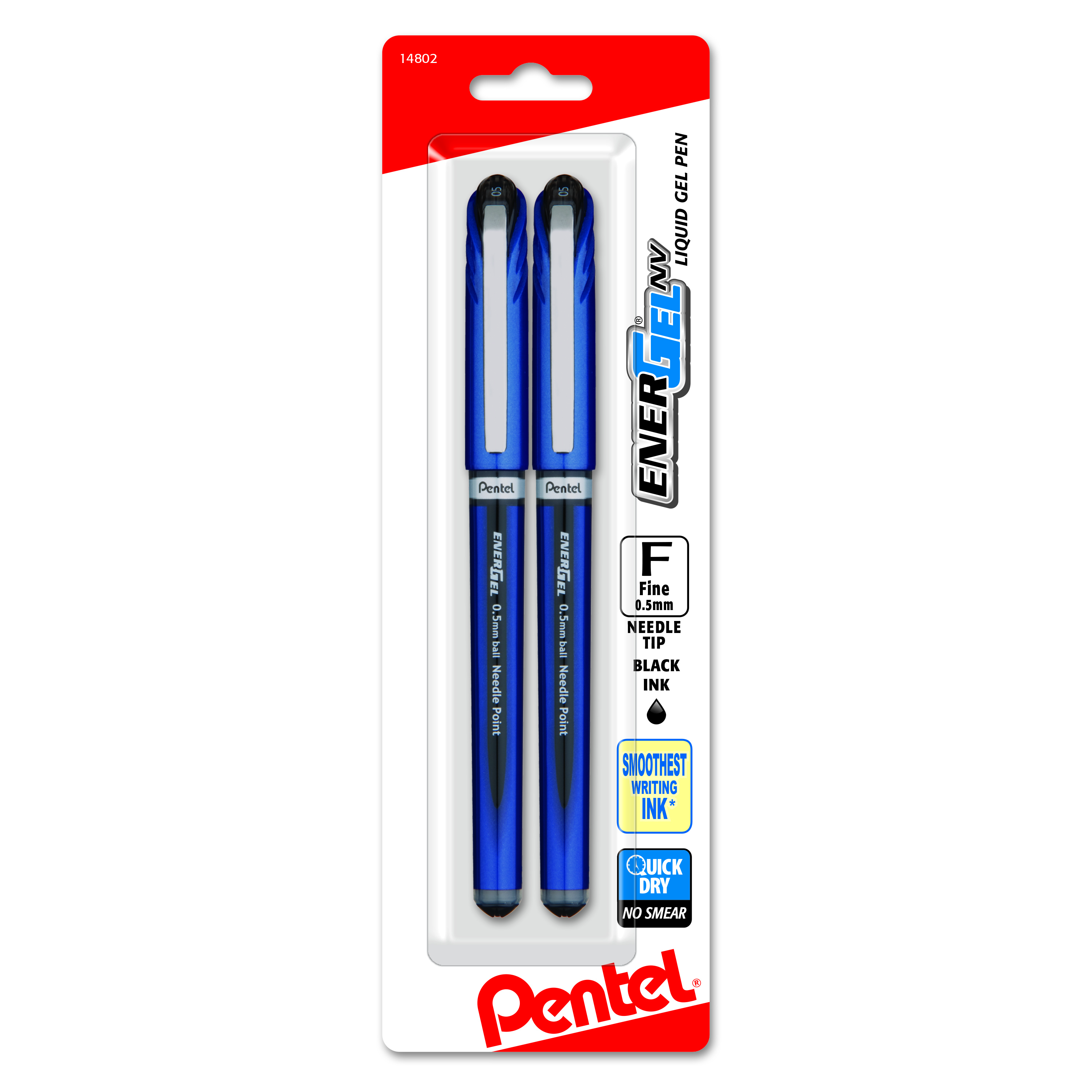 EnerGel NV Liquid Gel Pen, (0.5mm) Needle Tip, Fine Line Capped, Black ...