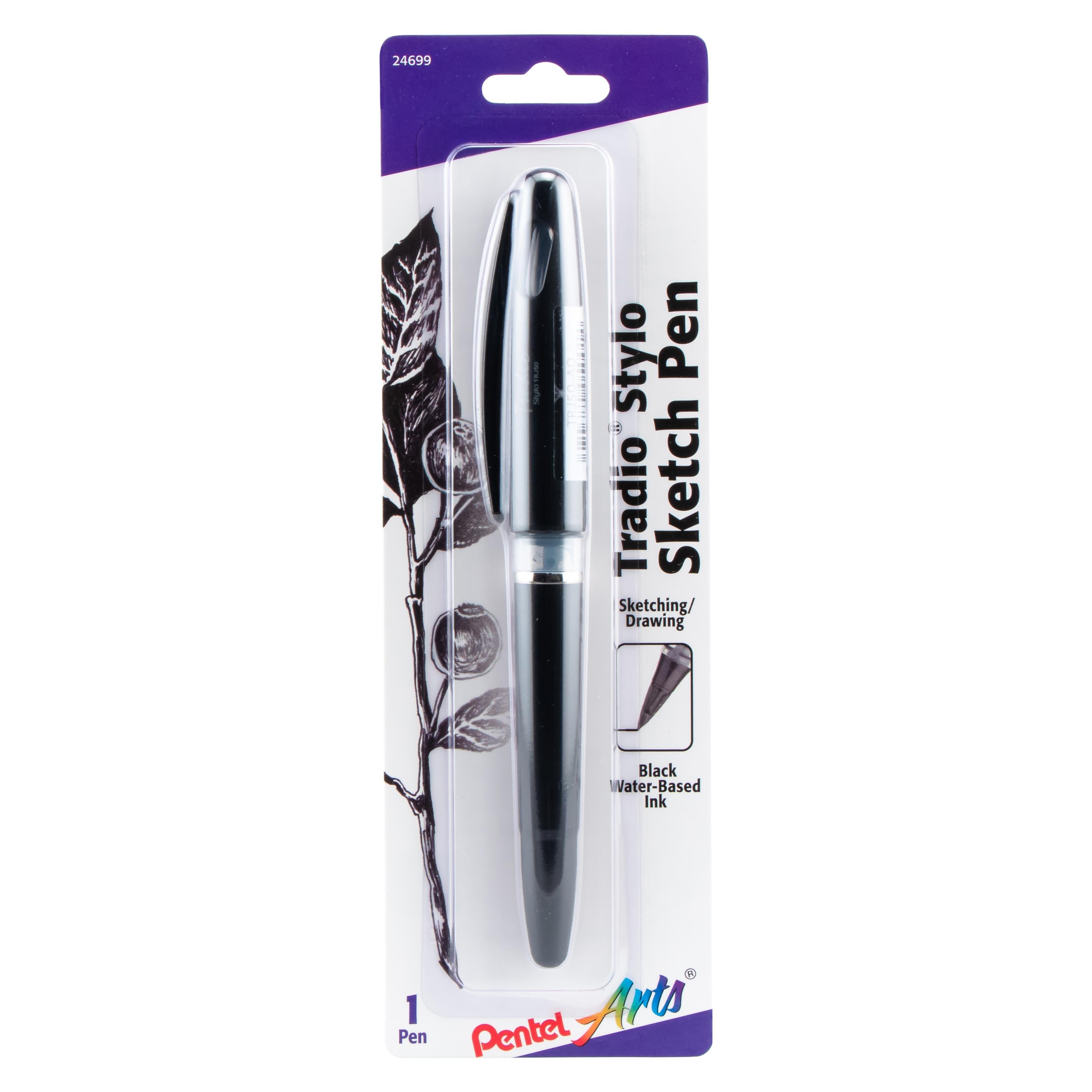 Pentel Arts Tradio Stylo Sketch Pen Black Ink, 1-Pk