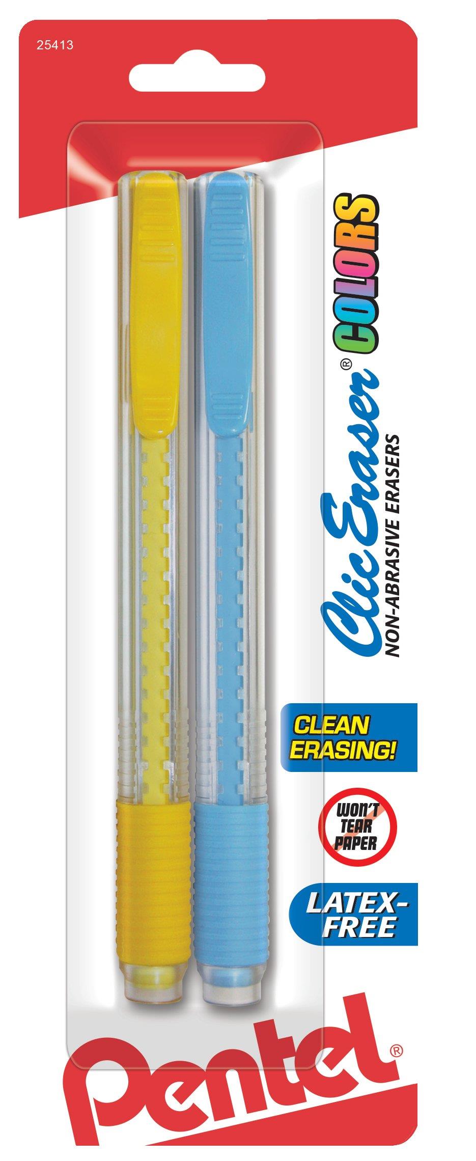Clic Eraser COLORS, Assorted Eraser Colors 2-Pk