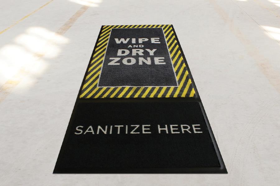 835 M & A StepWell Sanitizing Mat System, Yellow "Wipe and Dry Zone"