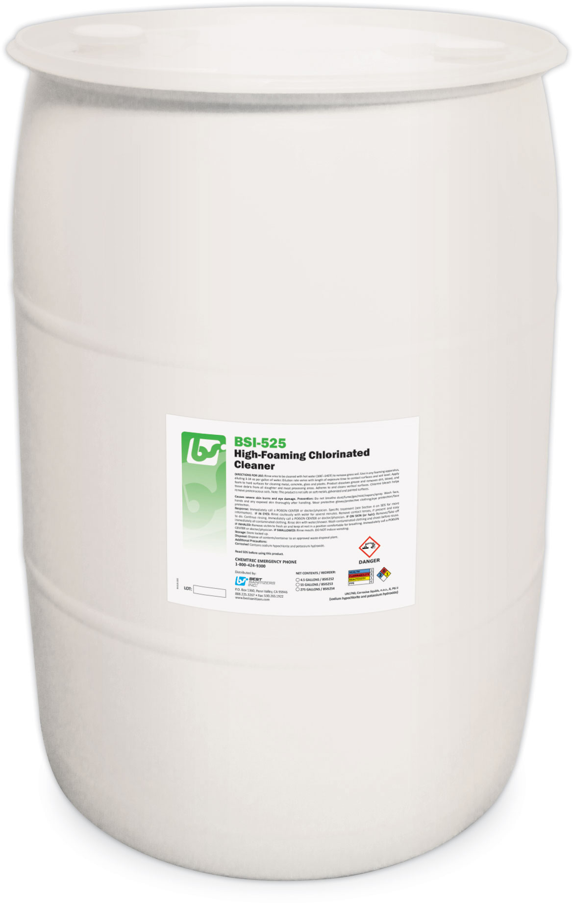 BSI-525 High Foaming Chlorinated Cleaner 55 gallon drum