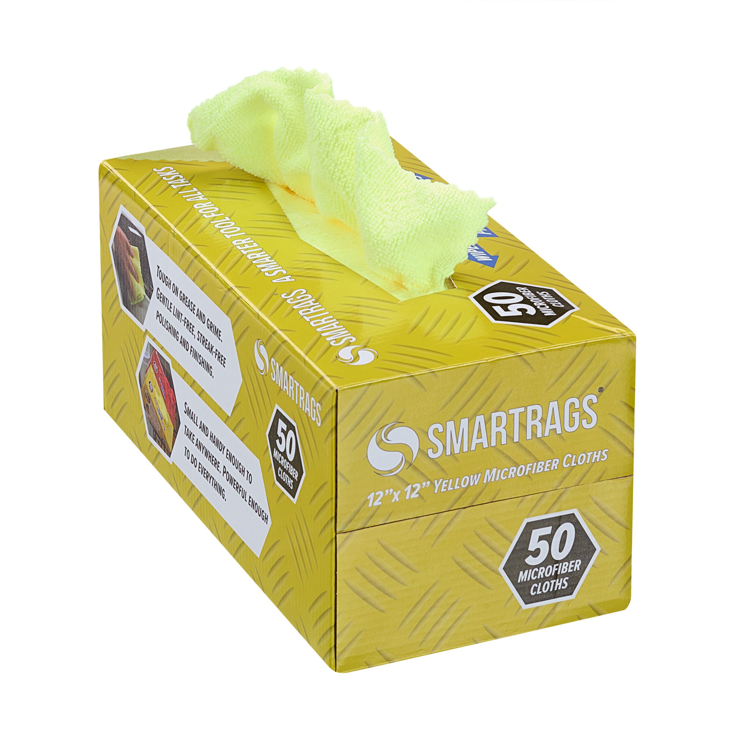 SmartRags 12" x 12" Microfiber Cloths, Pop Up Box, Yellow, 50/Box ...