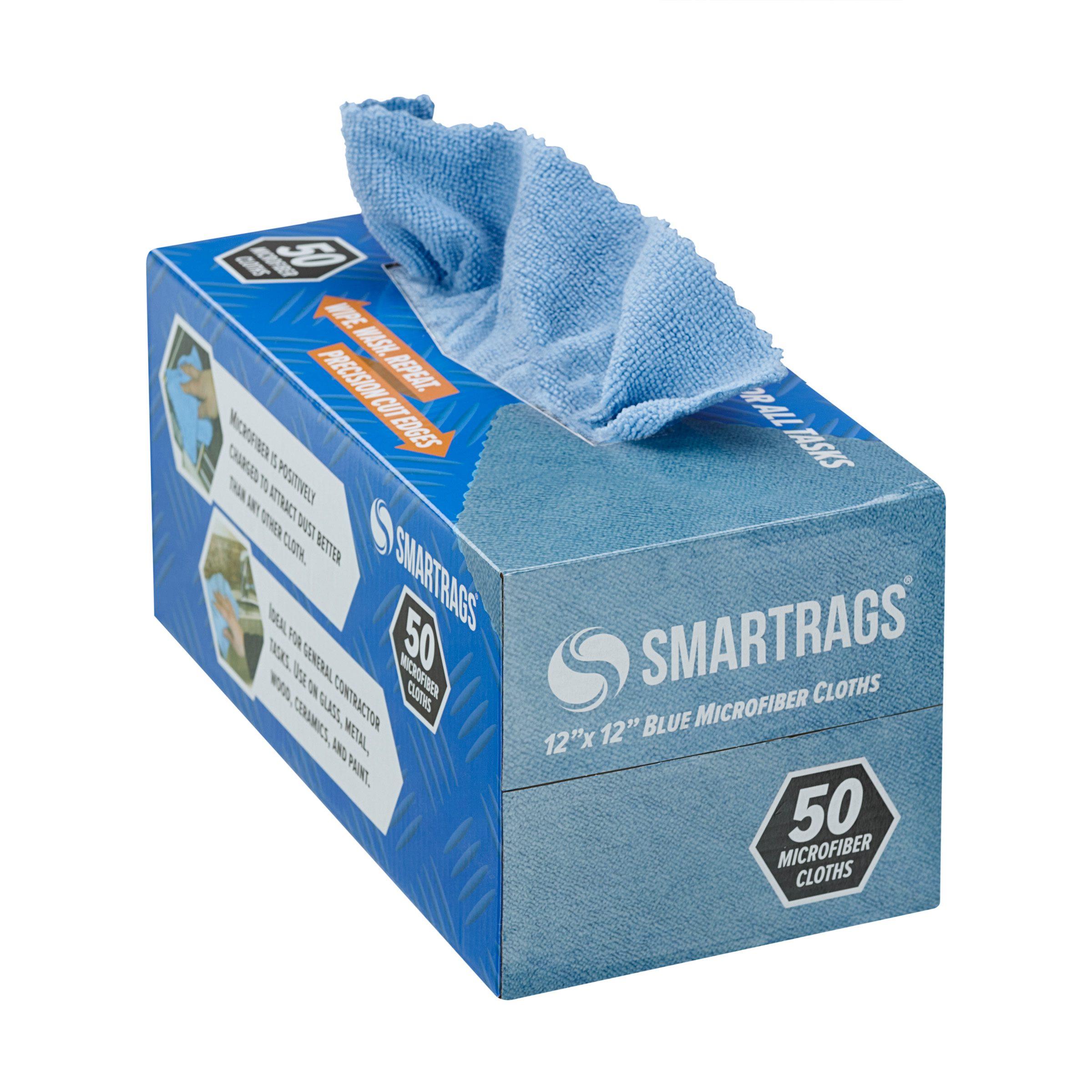 SmartRags 12" x 12" Microfiber Cloths, Pop Up Box, Blue, 50/Box ...