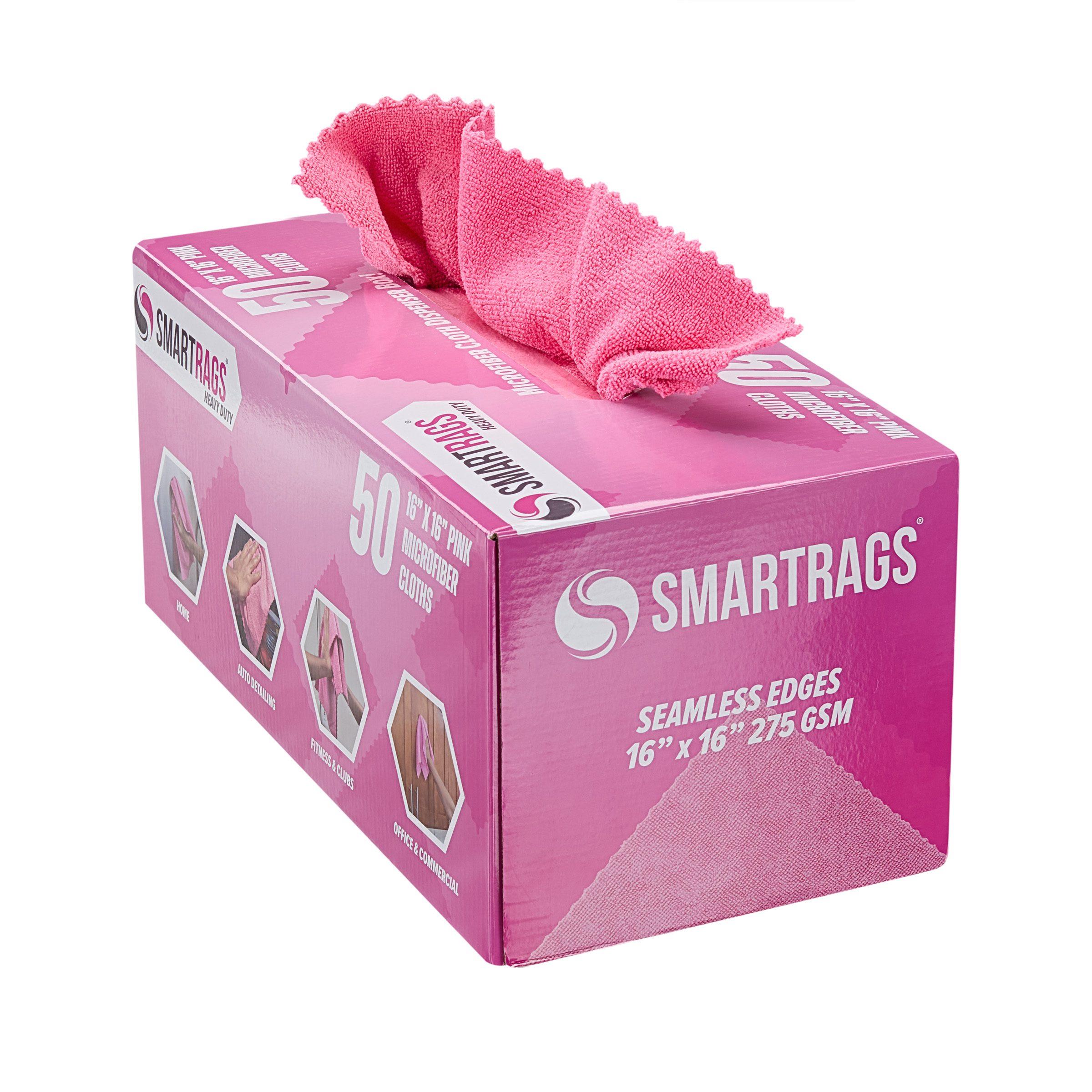 SmartRags Heavy Duty 16" x 16" Microfiber Cloths, 45g, Pop Up Box, Pink ...