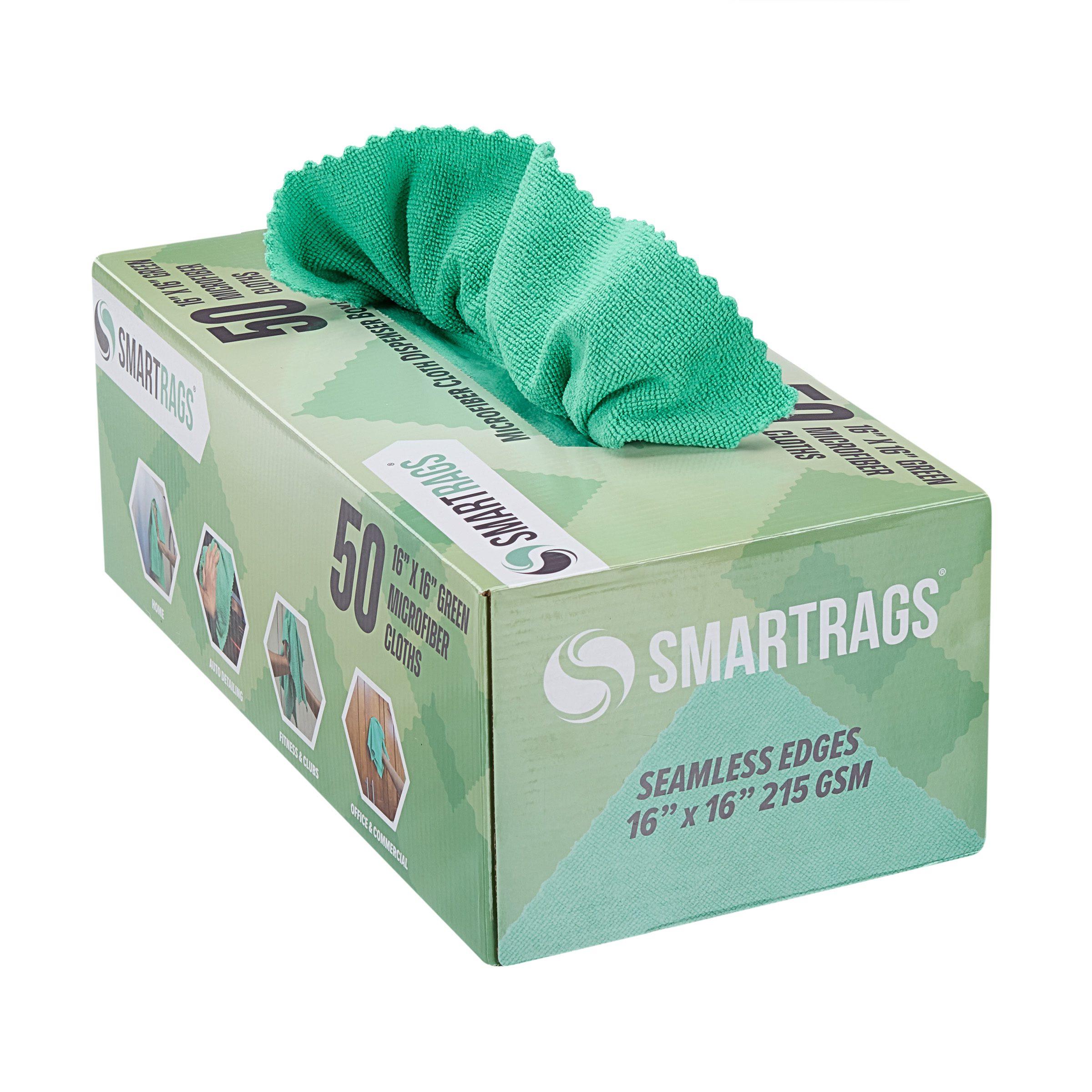 SmartRags 16" x 16" Microfiber Cloths, 35g, Pop Up Box, Green, 50/Box ...