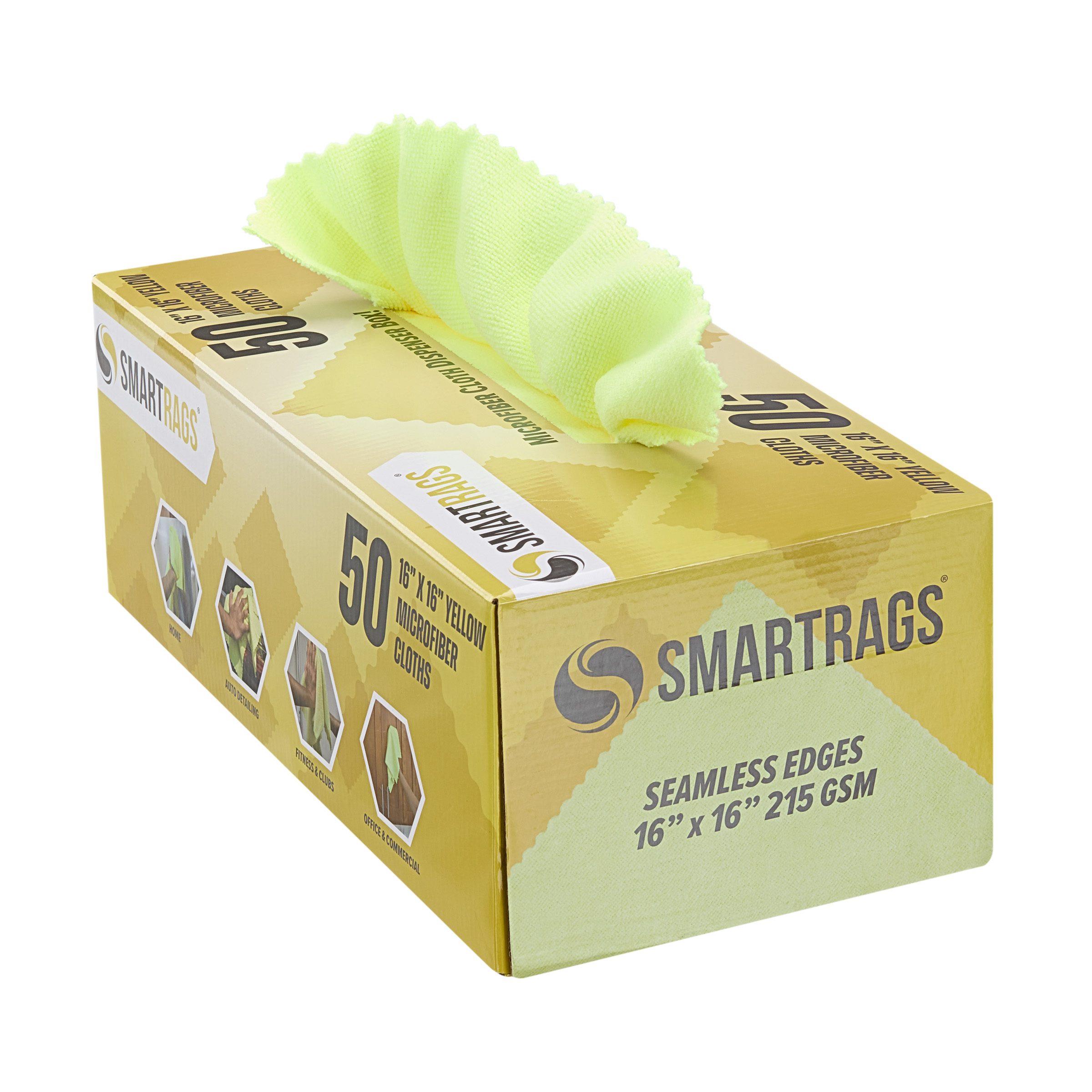SmartRags 16" x 16" Microfiber Cloths, 35g, Pop Up Box, Yellow, 50/Box ...
