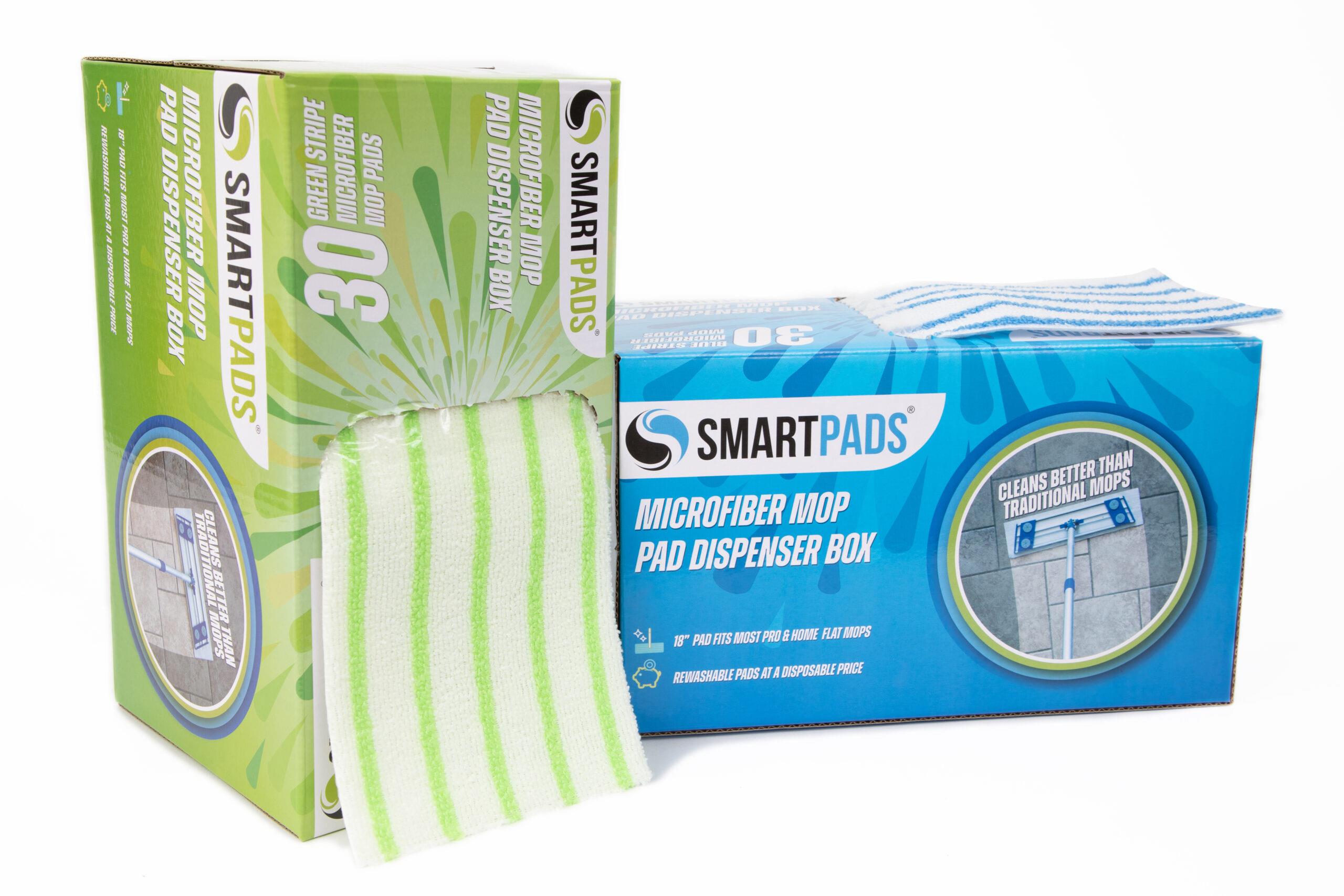 SmartPads Microfiber Mop Dispenser Box, 18", Blue Stripe, 30/Box ...