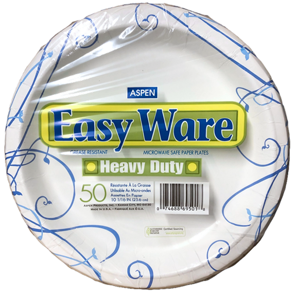 Easy Ware 10" Heavy Duty Coated Paper Plates, 300/Case - mastersupplyonline