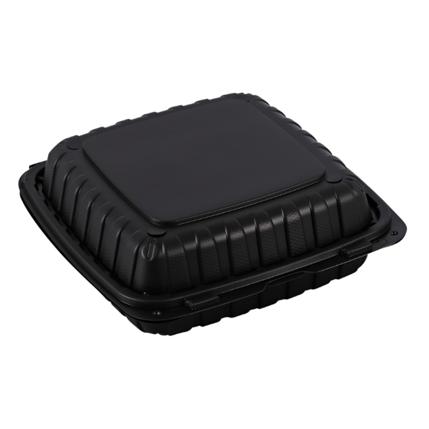 Emerald Mineral Filled Polypropylene Hinged Container, 9 x 9 x 3, Black ...