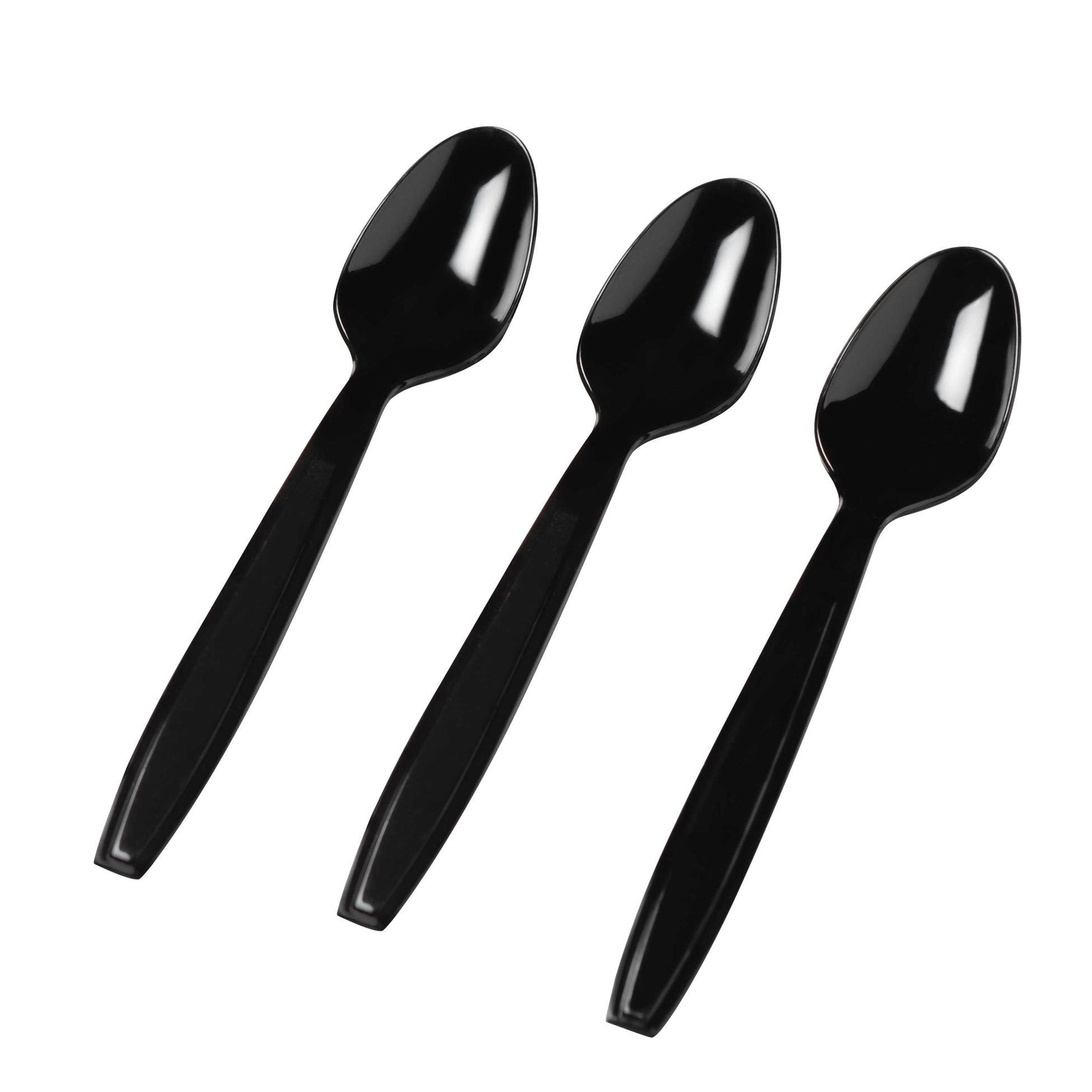 Extra Heavyweight Plastic Teaspoons, Black, 100/Box - mastersupplyonline