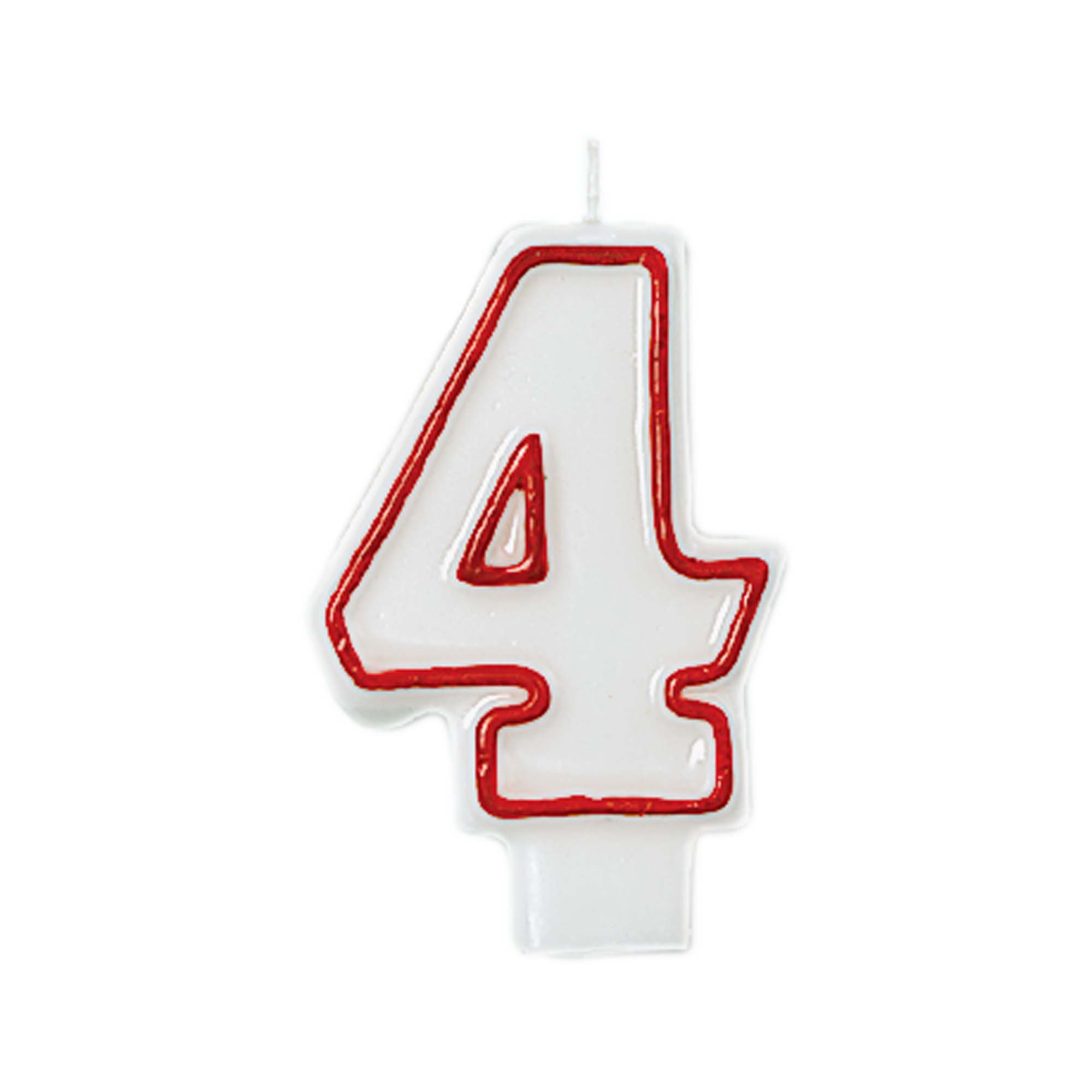 Numbered Birthday Candle, #4, Red/White, 3" Tall, Each - mastersupplyonline