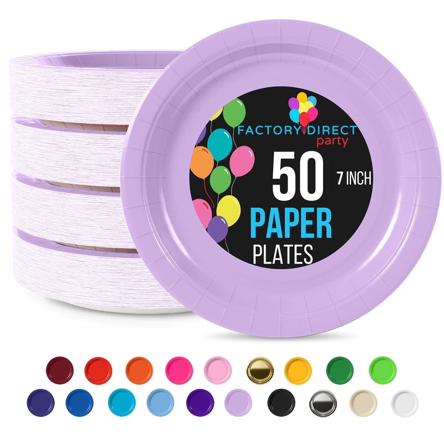 7" Coated Paper Plates, Lavender, 50/Pack - mastersupplyonline