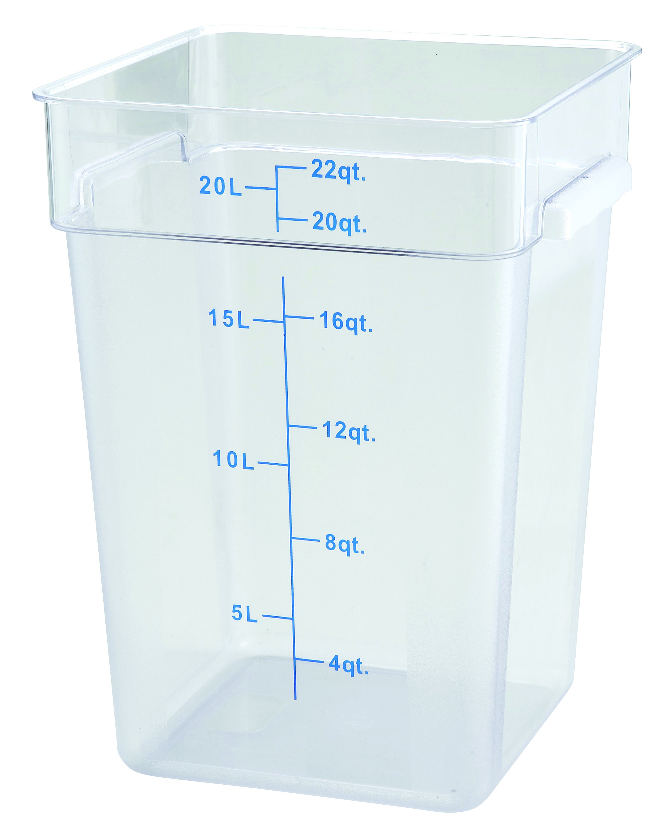 22qt Square Storage Container, Clear, PC - mastersupplyonline