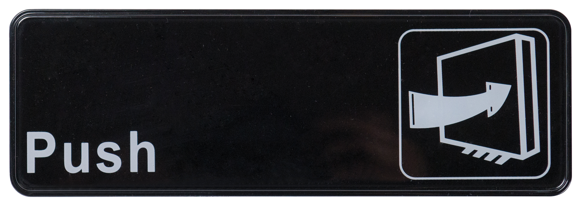 Information Sign, "Push", 3" x 9", Black - mastersupplyonline