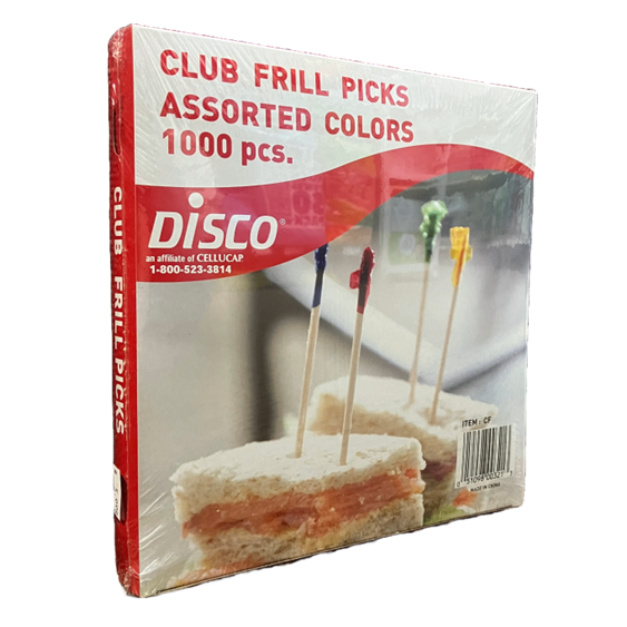 Disco Club Cellophane-Frill Wood Picks, 4", Assorted, 10,000/Case ...