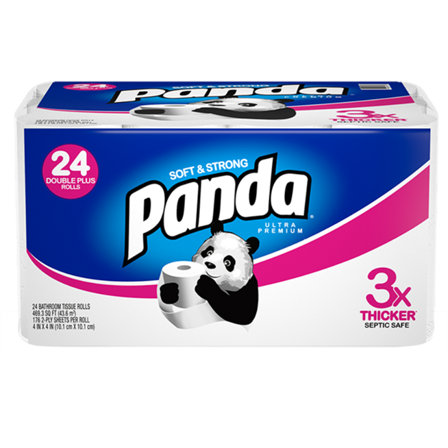 Panda Ultra-Premium Toilet Tissue, 2-Ply, 176 Sheets/Roll, 24 Rolls ...