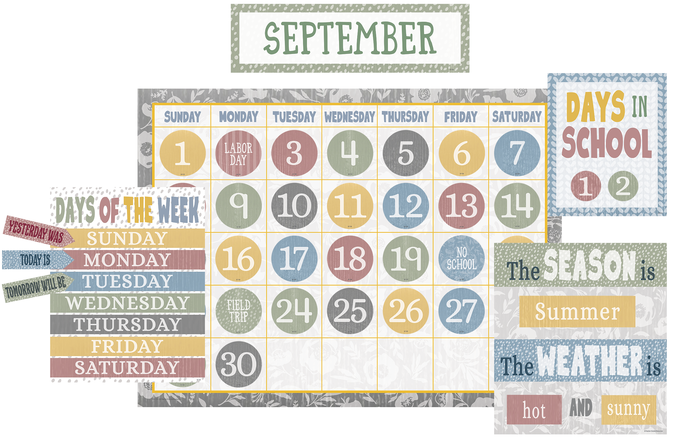 Classroom Cottage Calendar Bulletin Board - The School Box Inc