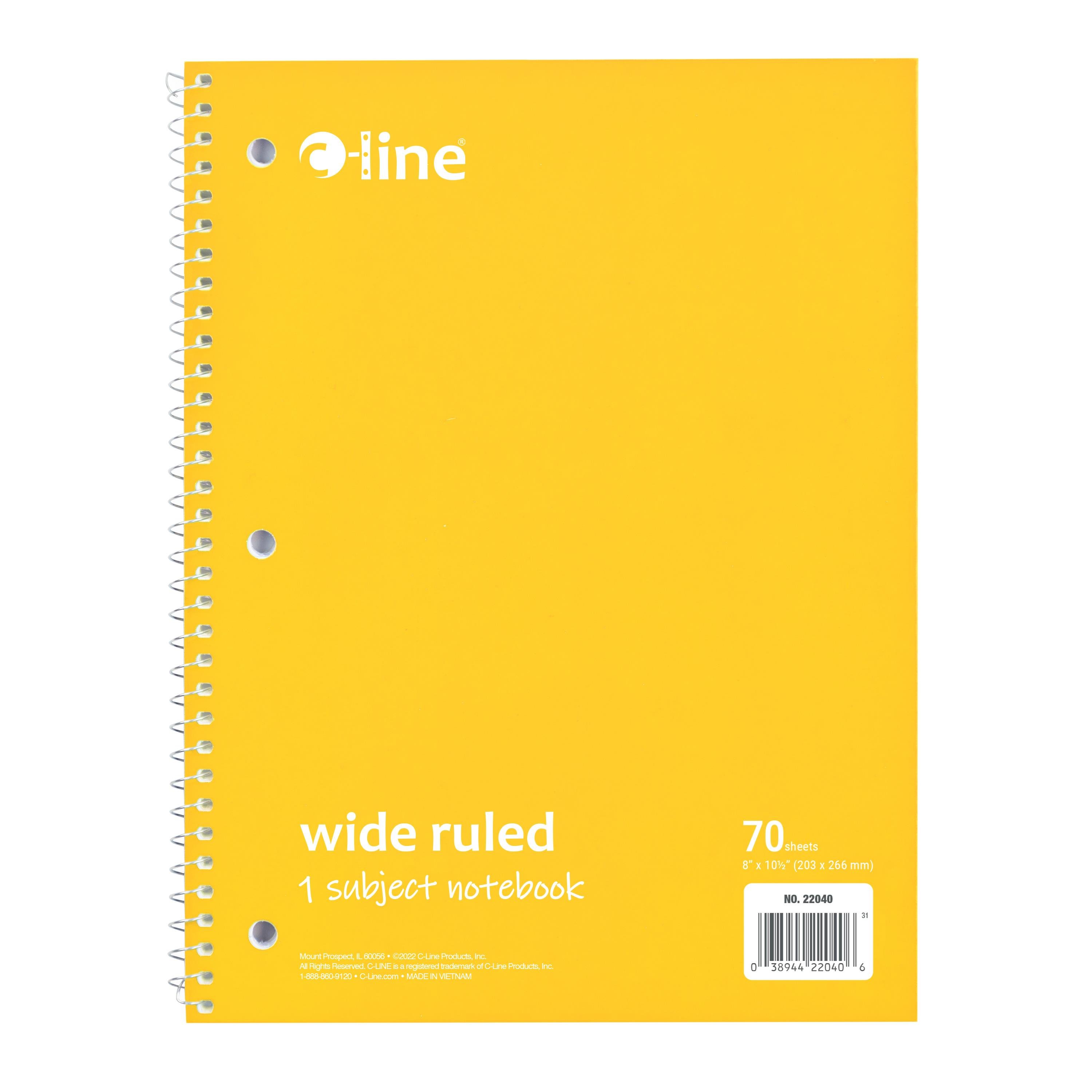 Spiral Notebook 70ct Wide Ruled - Yellow - The School Box Inc