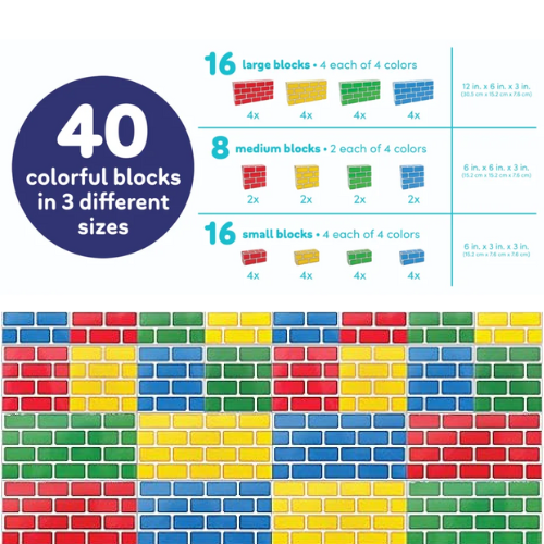 Easy-Stack Cardboard Blocks 40-Piece Set - The School Box Inc