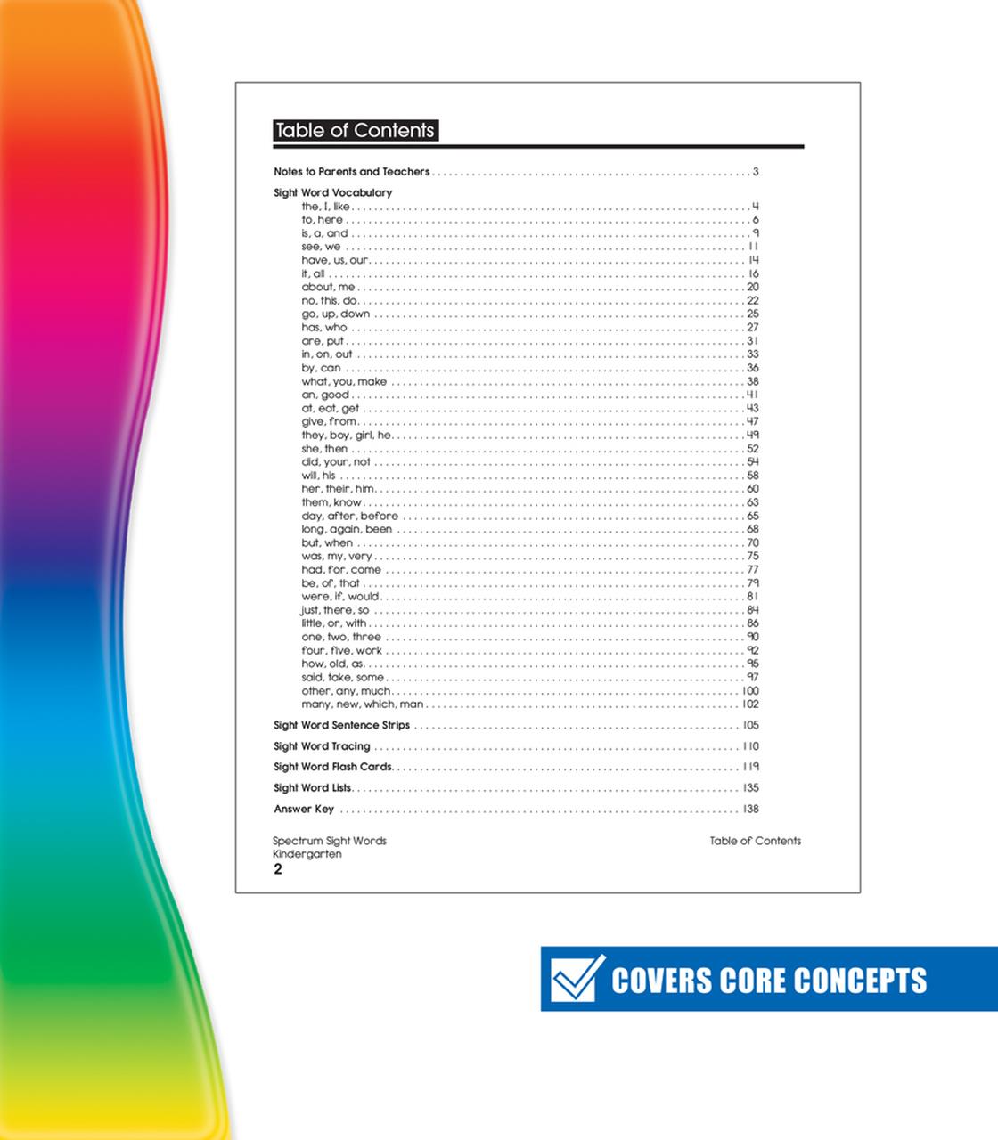 Spectrum Sight Words Gr K - The School Box Inc