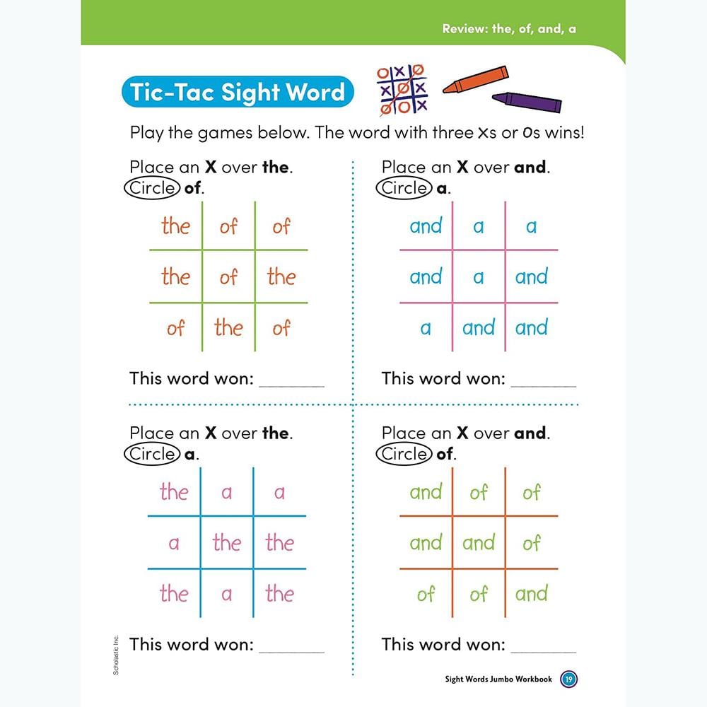 Sight Words Jumbo Workbook - The School Box Inc