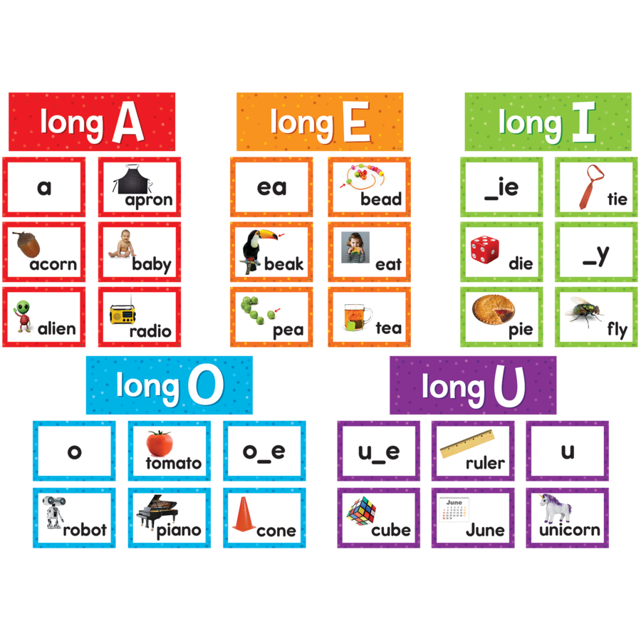 Long Vowels Pocket Chart Cards - The School Box Inc