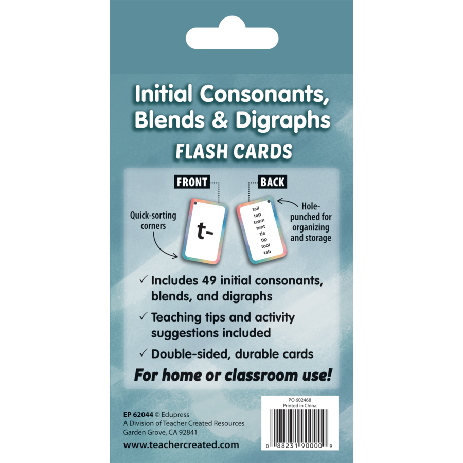 Initial Consonants, Blends & Digraphs Flash Cards - The School Box Inc